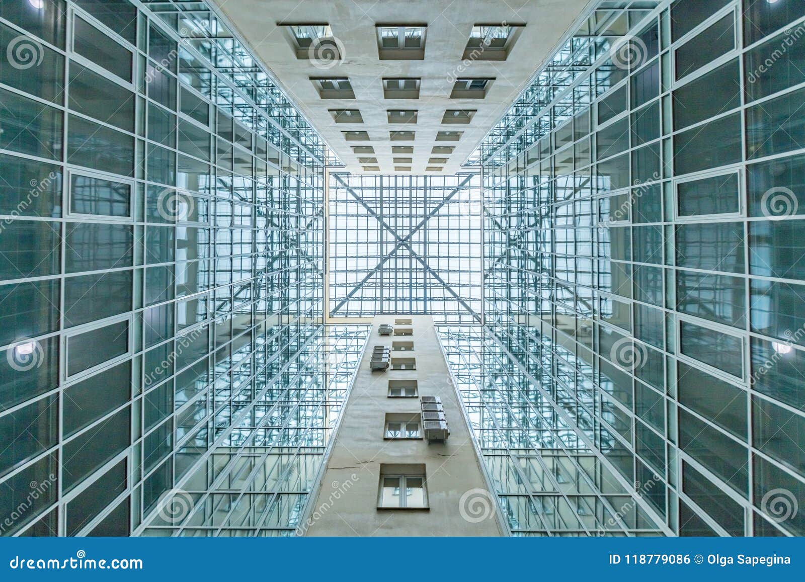 Blue glass ceiling stock photo. Image of abstract, business - 118779086