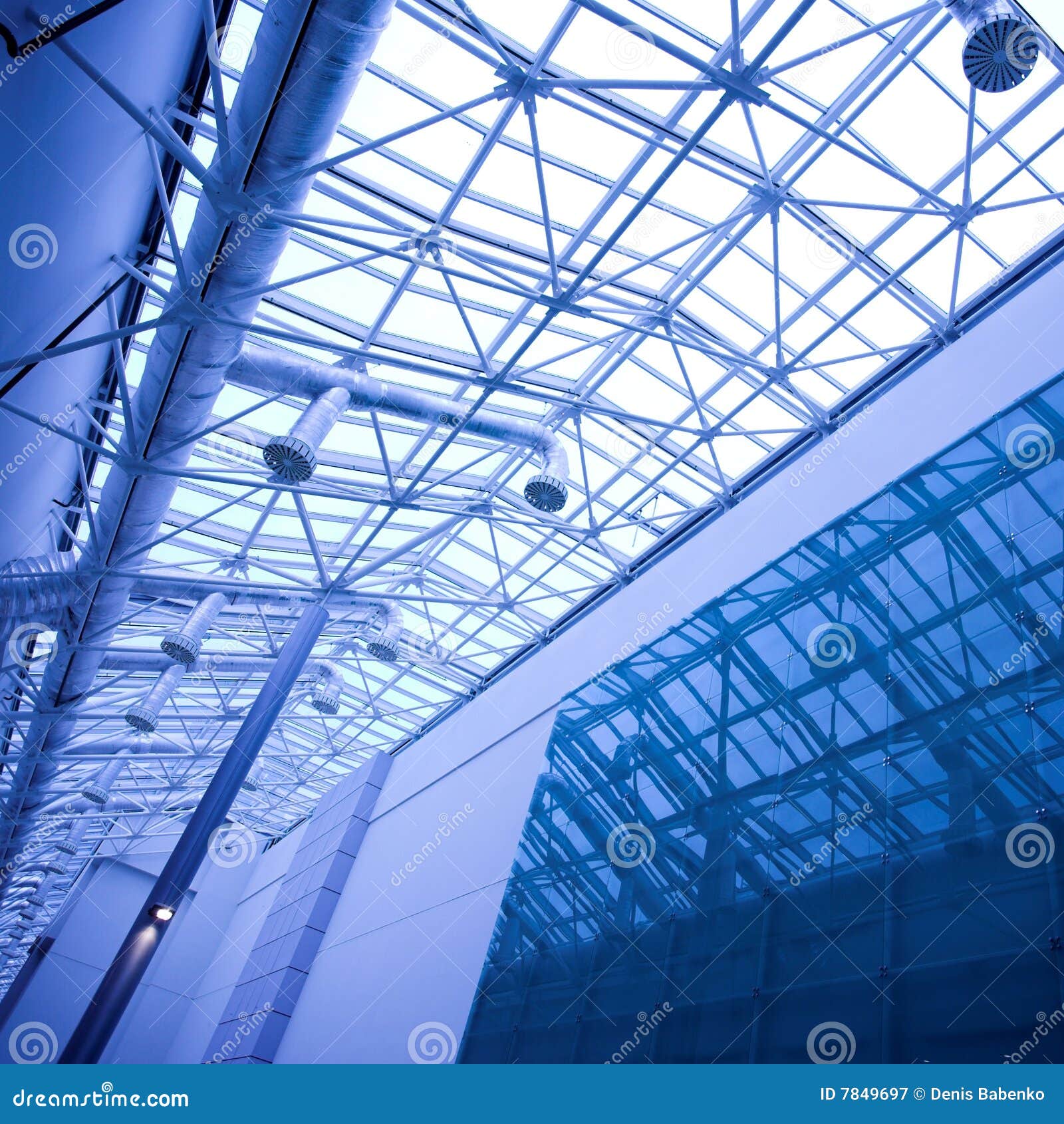 Blue Glass Ceiling in Office Stock Image - Image of azure, abstract ...