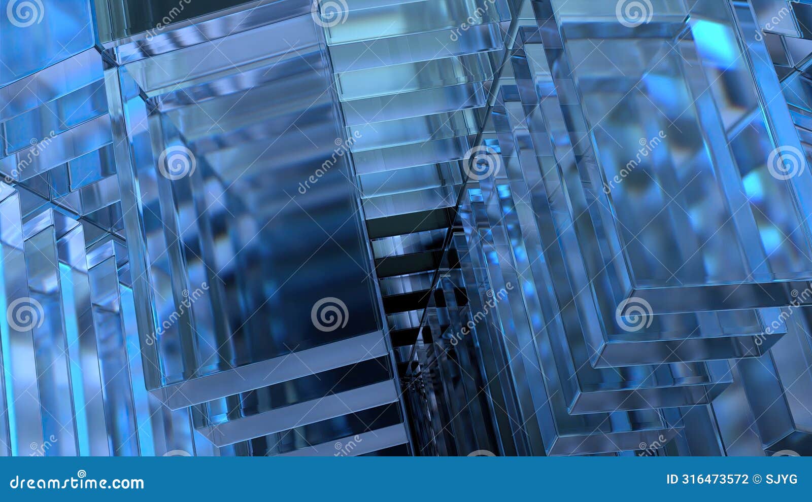 Blue Glass Cube Refraction and Reflection Scientific Shape Elegant ...