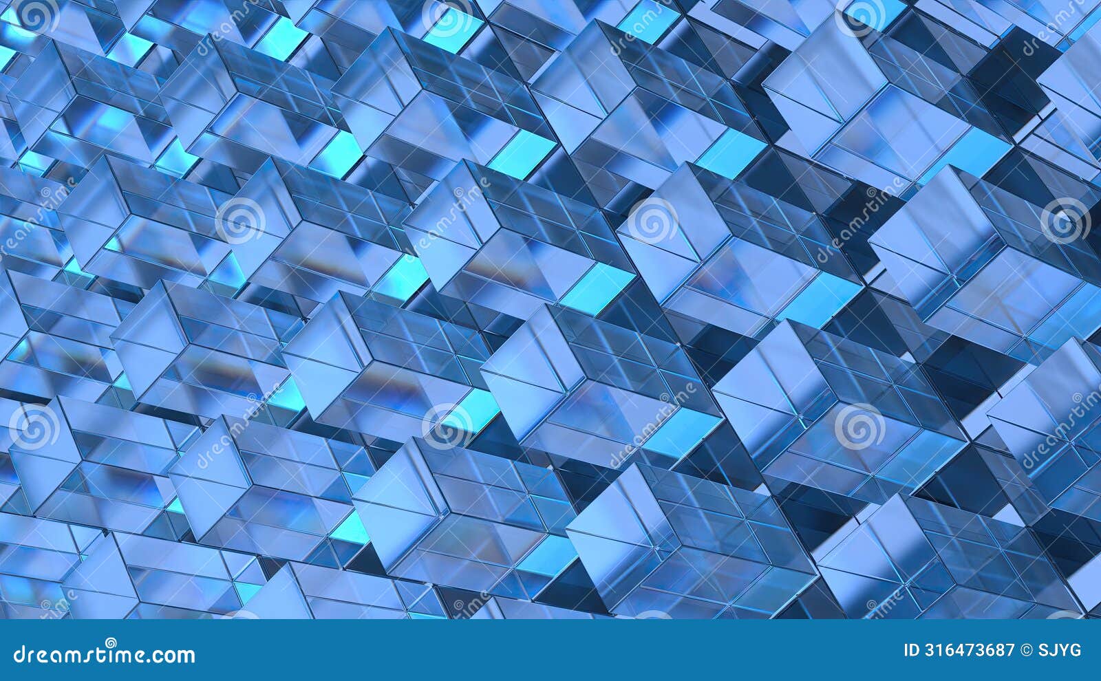 Blue Glass Cube Refraction and Reflection Scientific Structure Elegant ...