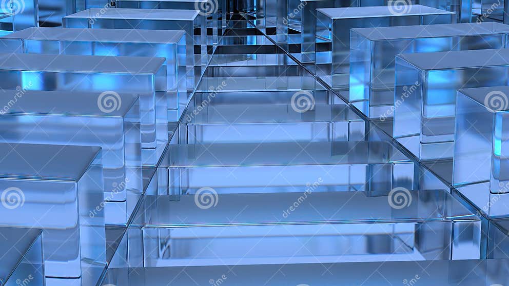 Blue Glass Cube Refraction and Reflection Structure Design Element ...