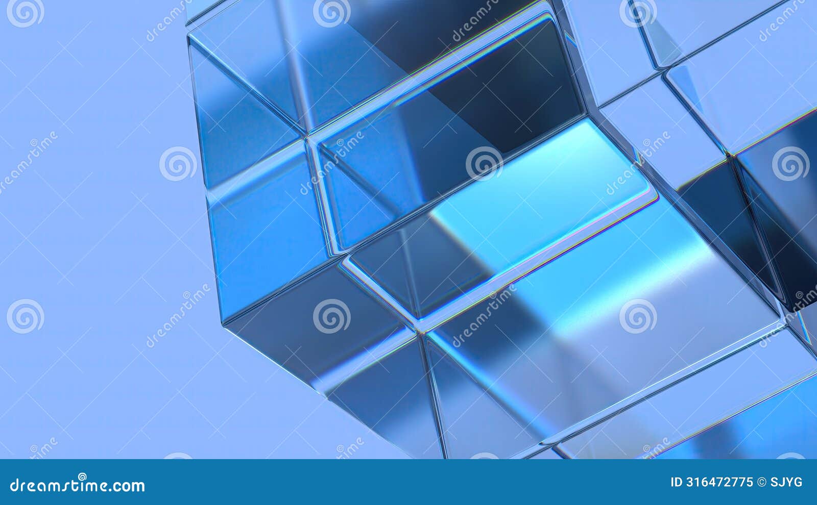 Blue Glass Cube Refraction and Reflection Structure Shape Elegant ...