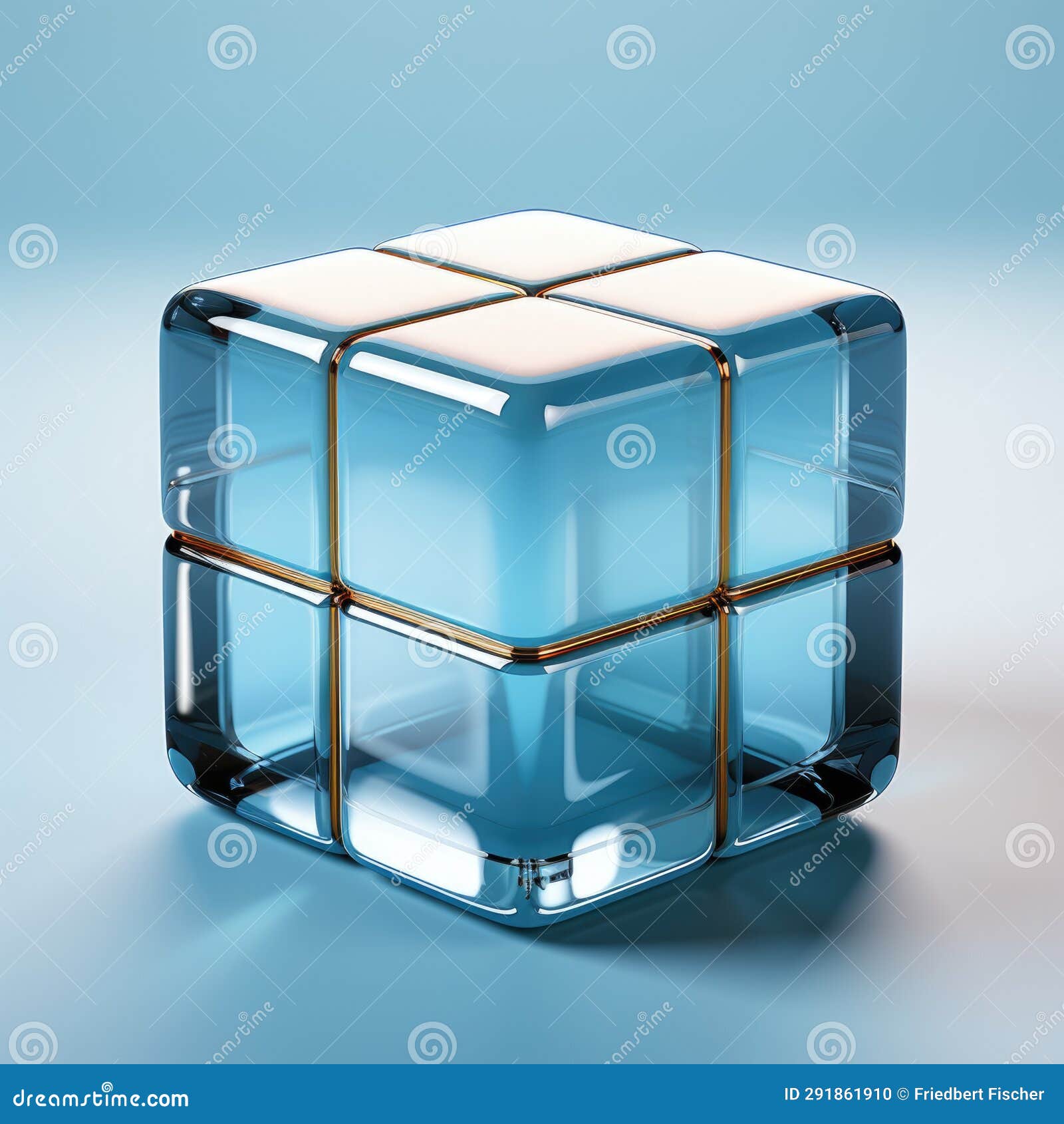 A Blue Glass Cube Sitting on Top of a Table. Stock Illustration ...