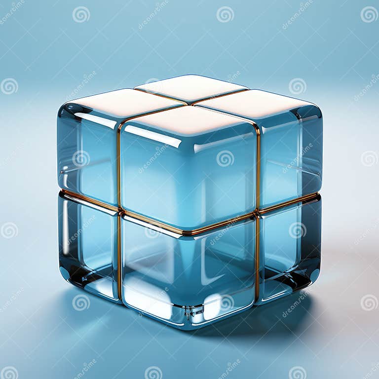 A Blue Glass Cube Sitting on Top of a Table. Stock Illustration ...