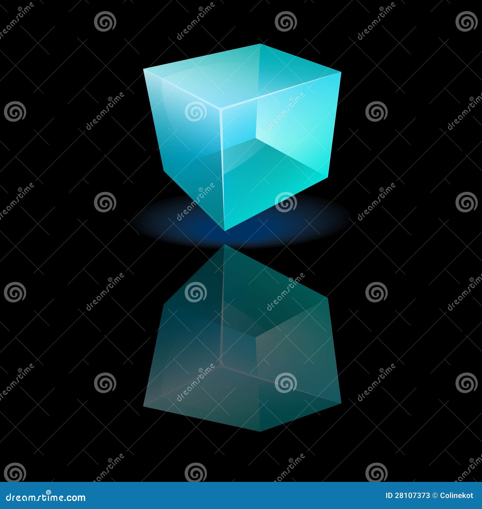 Blue Glass Cube on a Smooth Surface Stock Vector - Illustration of ...