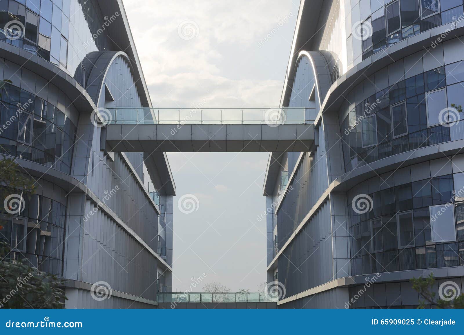 Blue Glass Curtain Wall Building Stock Image - Image of connecting ...