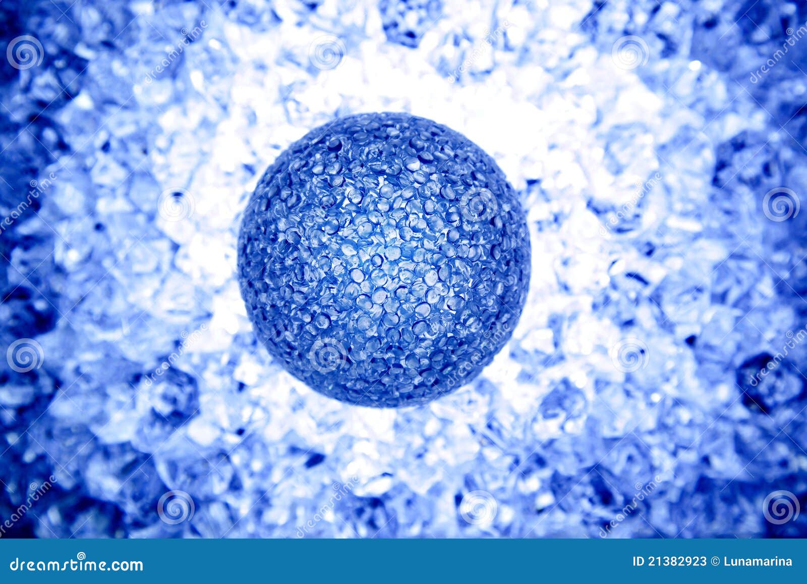Blue Glass Futuristic Sphere Over Ice Stock Image - Image of detail ...