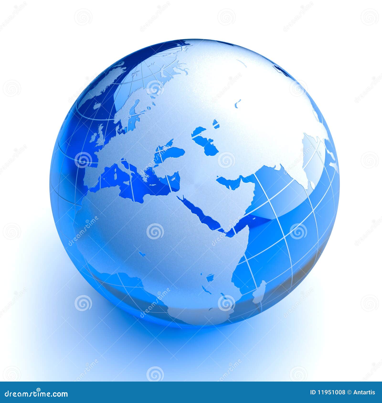 Blue Glass Globe on White Background Stock Illustration - Illustration ...