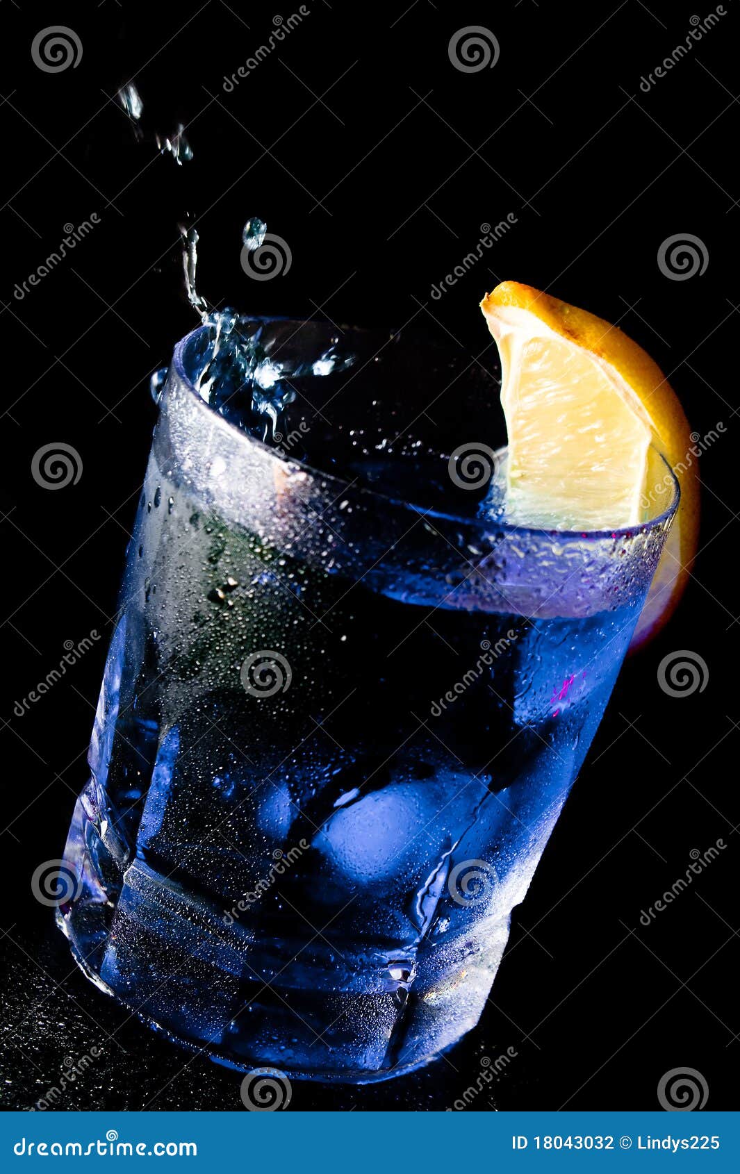 Blue glass with lemon stock photo. Image of blue, lemon - 18043032