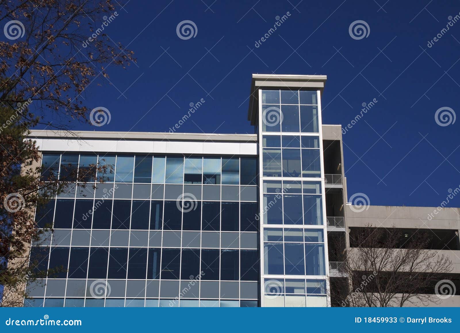Blue Glass Office Building Under Deep Blue Sky Stock Image - Image of ...