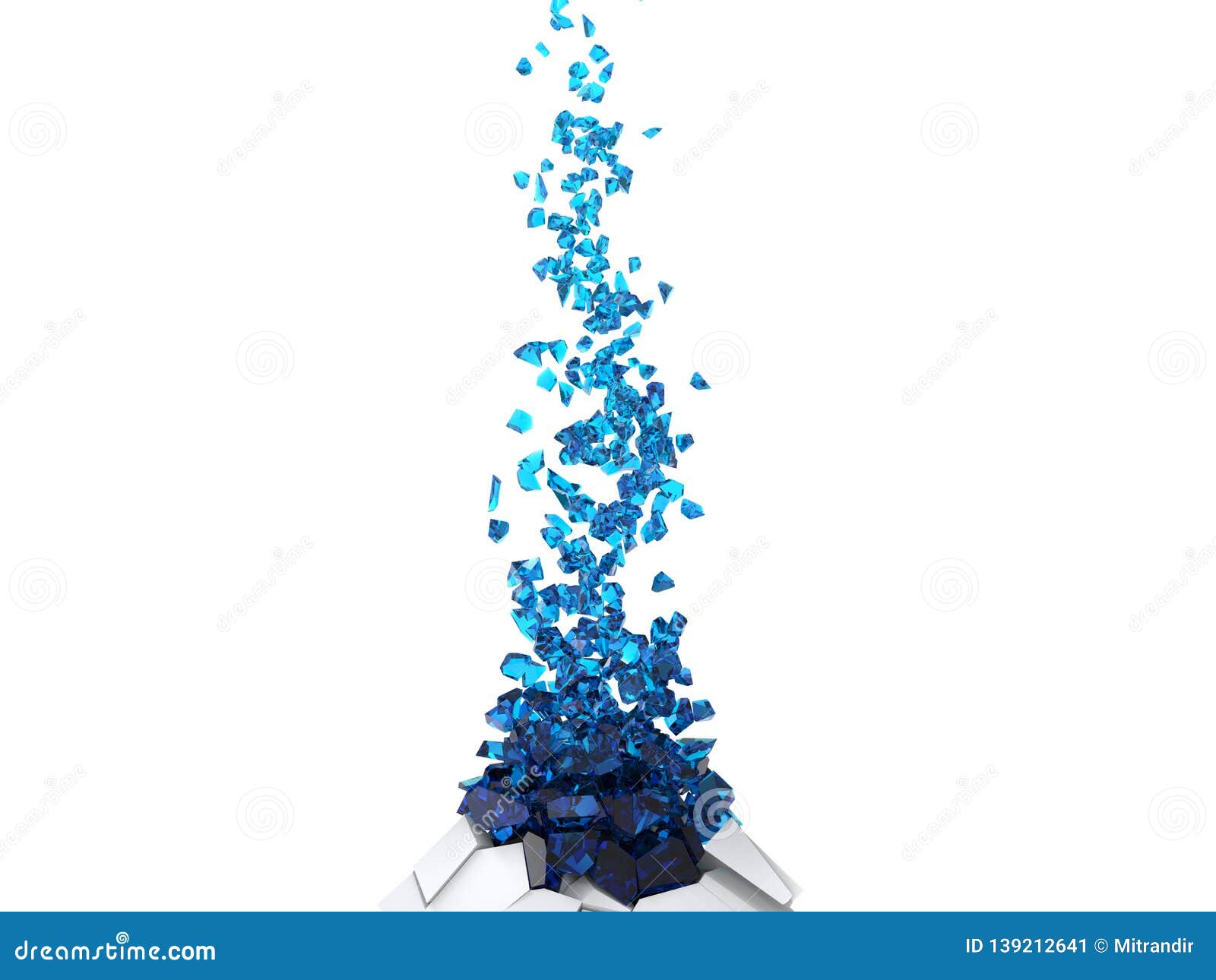Blue Glass Pieces Flying Up Stock Illustration - Illustration of cube ...