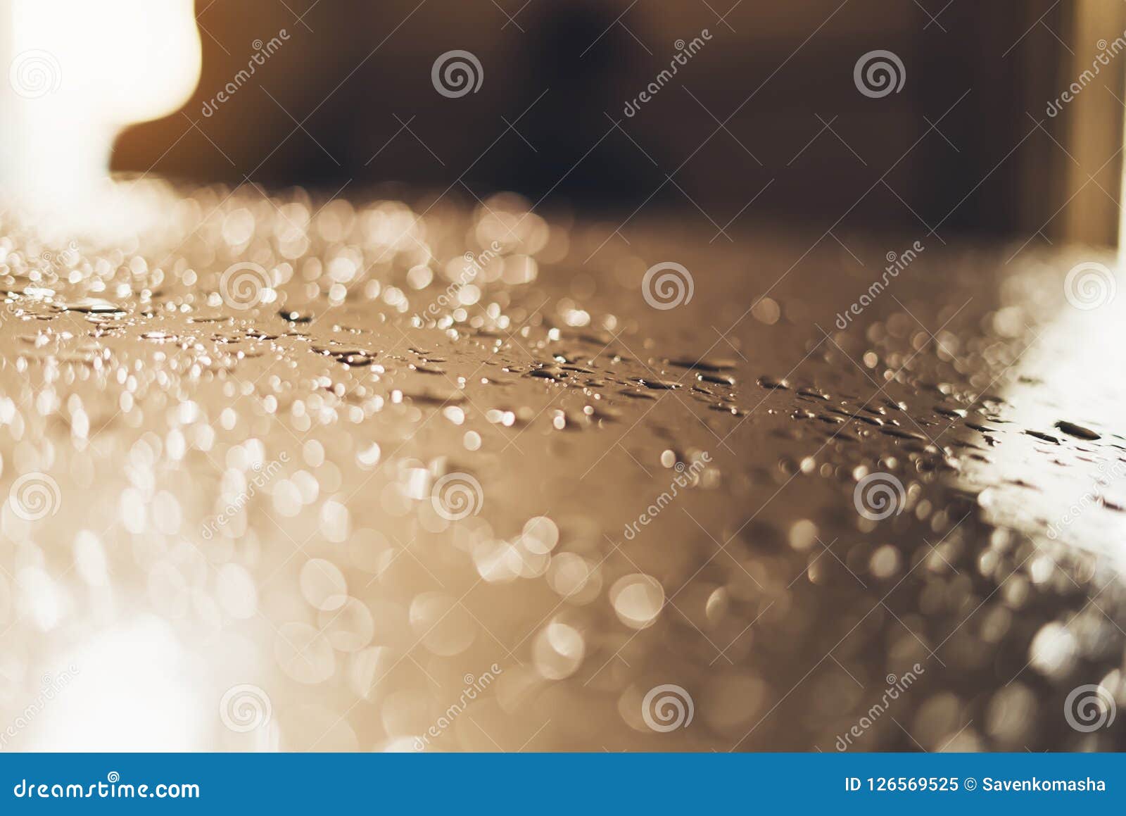 Blue Glass with Raindrops Background Texture Horizontal Top View ...