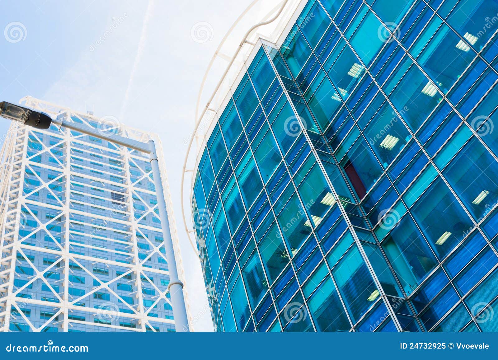 Blue glass skyscrapers stock image. Image of center, glass - 24732925