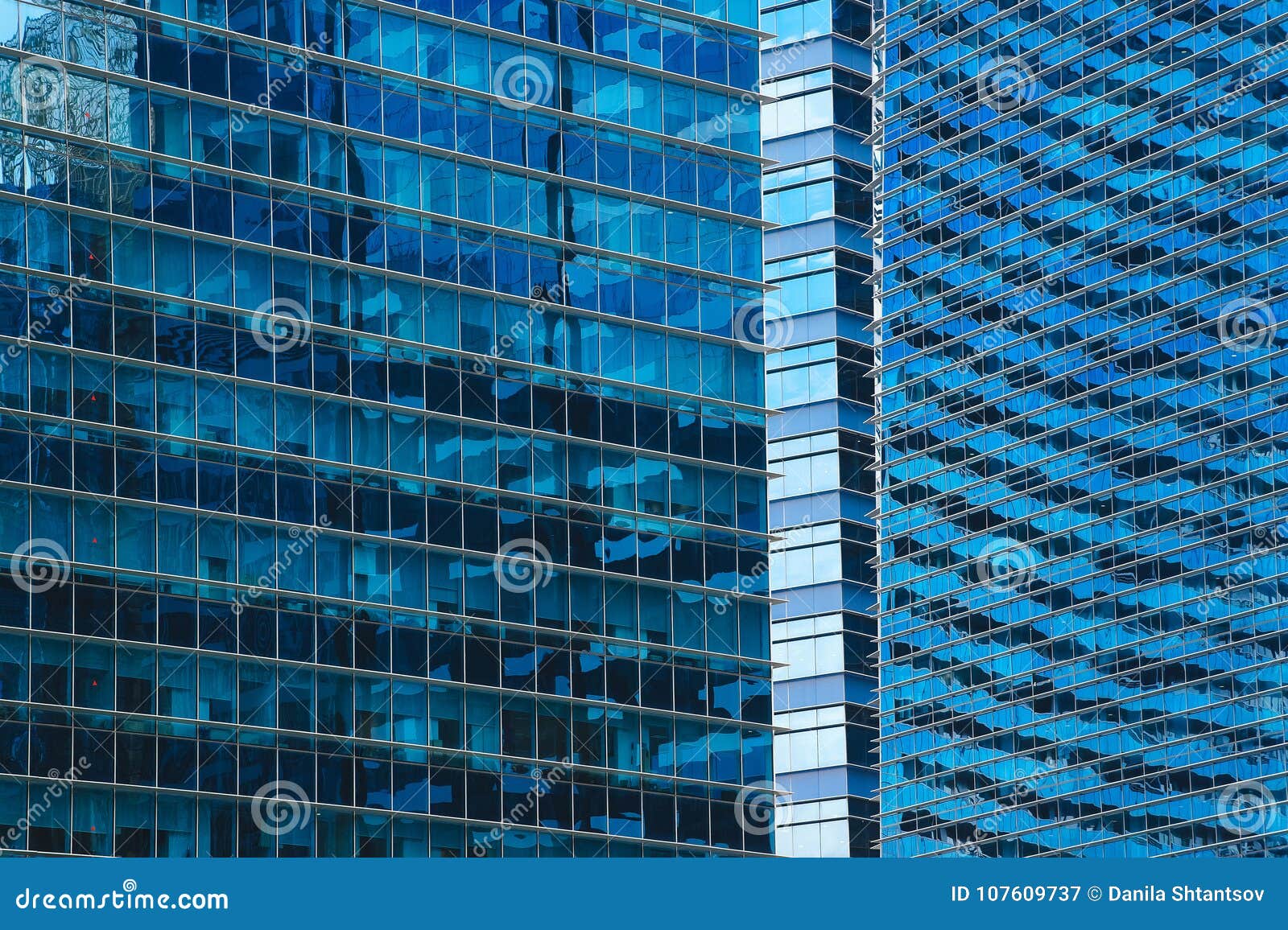 Blue glass skyscrapers. stock image. Image of building - 107609737