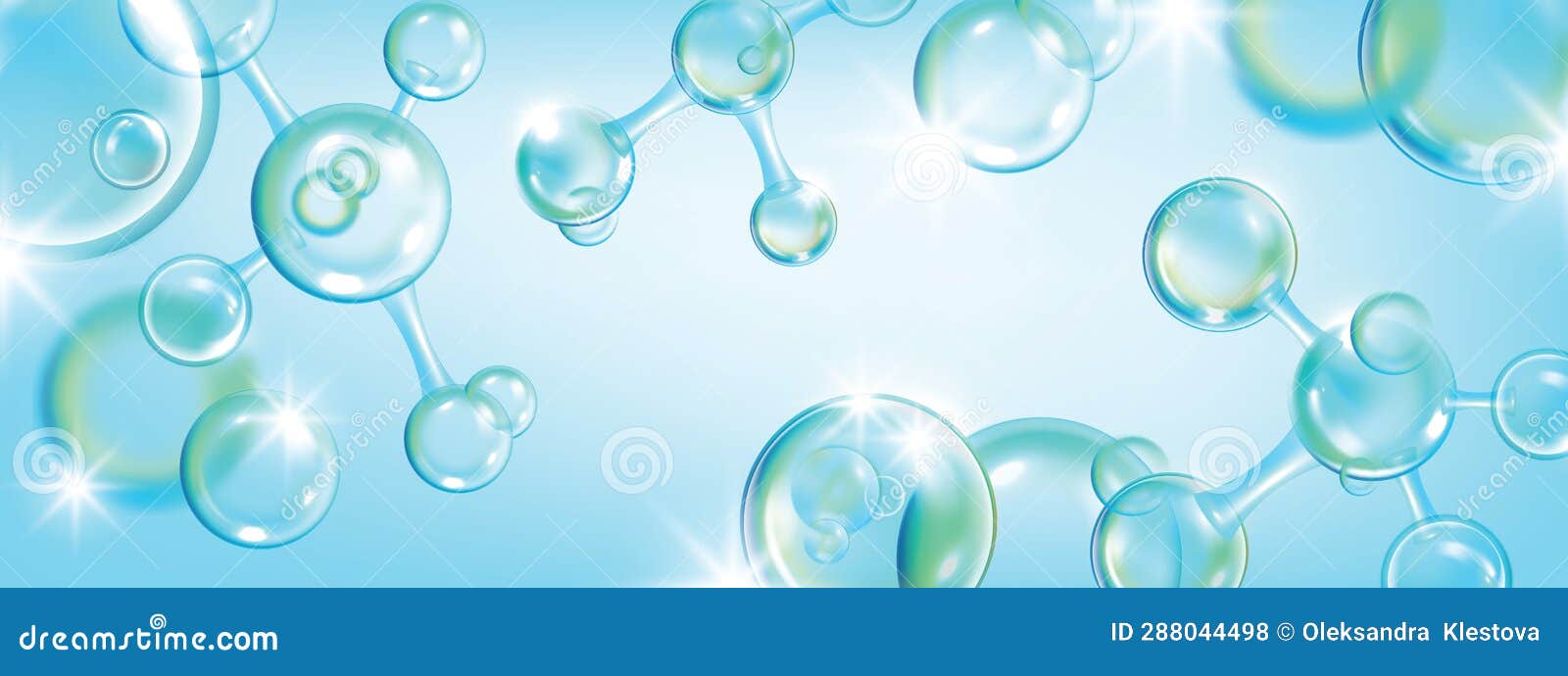 3D Molecule Oxygen Background, Vector Skin Care Cosmetic Bubble Banner ...