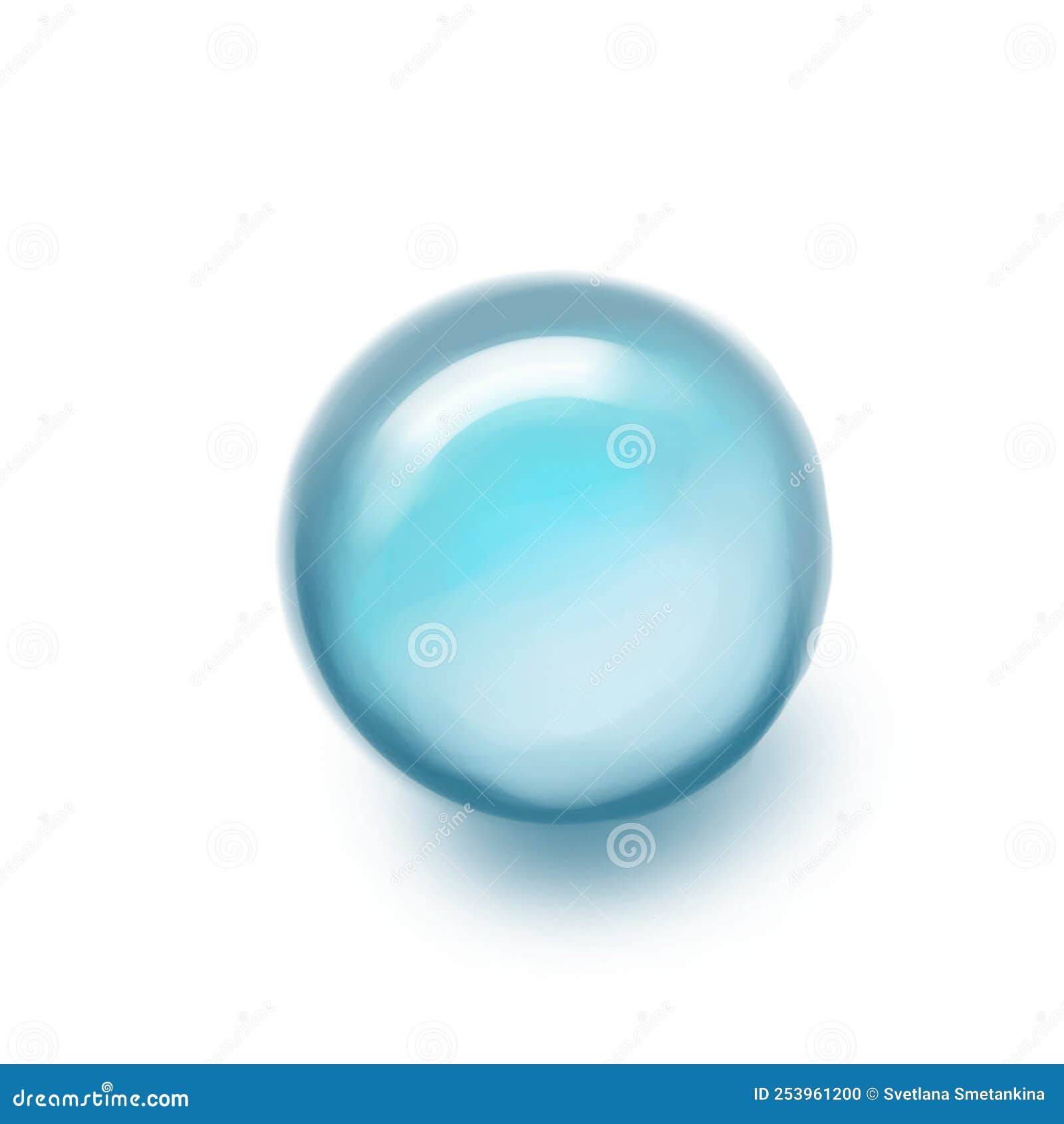 Blue Glass Sphere Digital Illustration, Orb with Shadow and Reflection ...