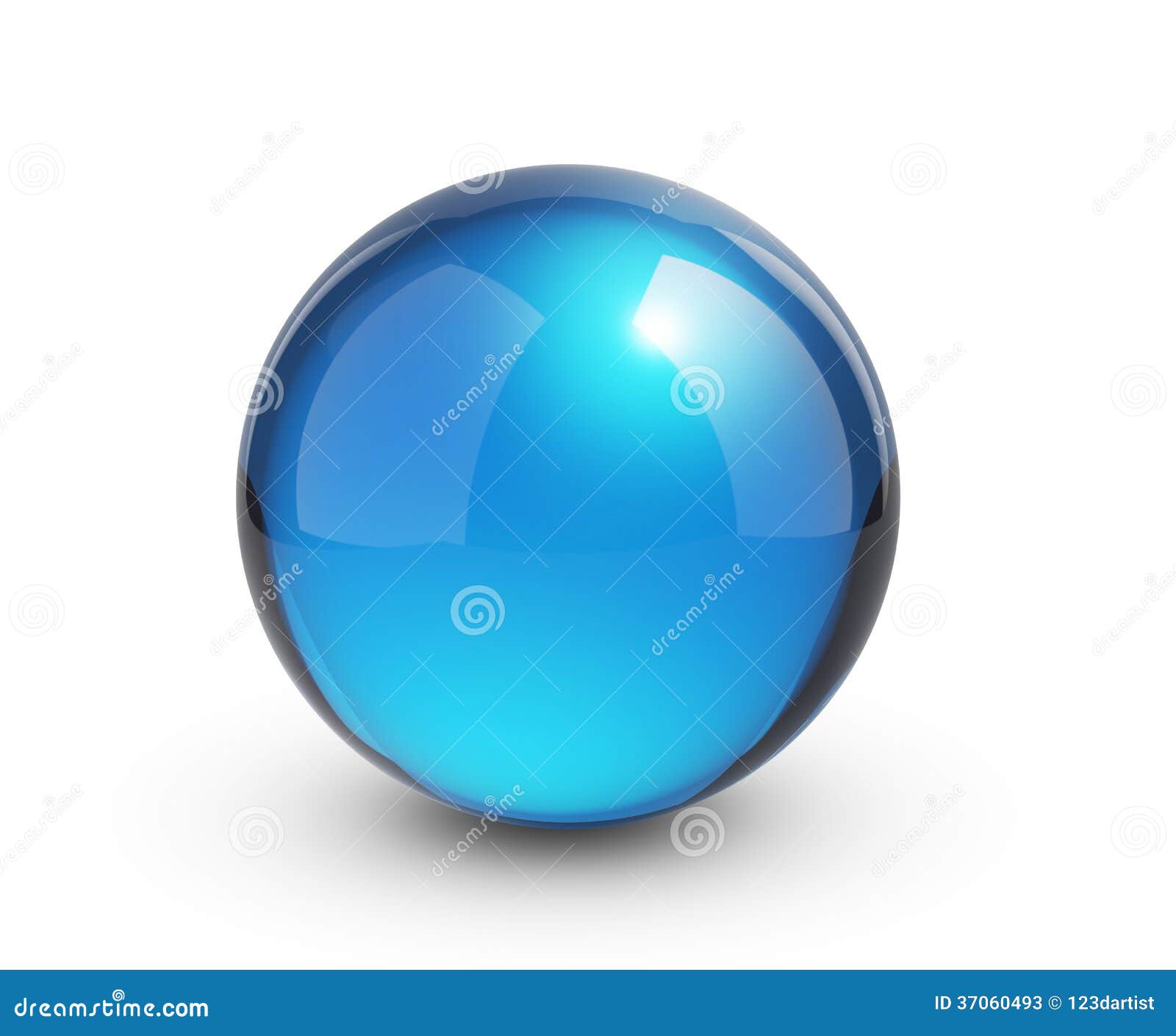 Blue Glass Sphere on White with Shadow Stock Illustration ...