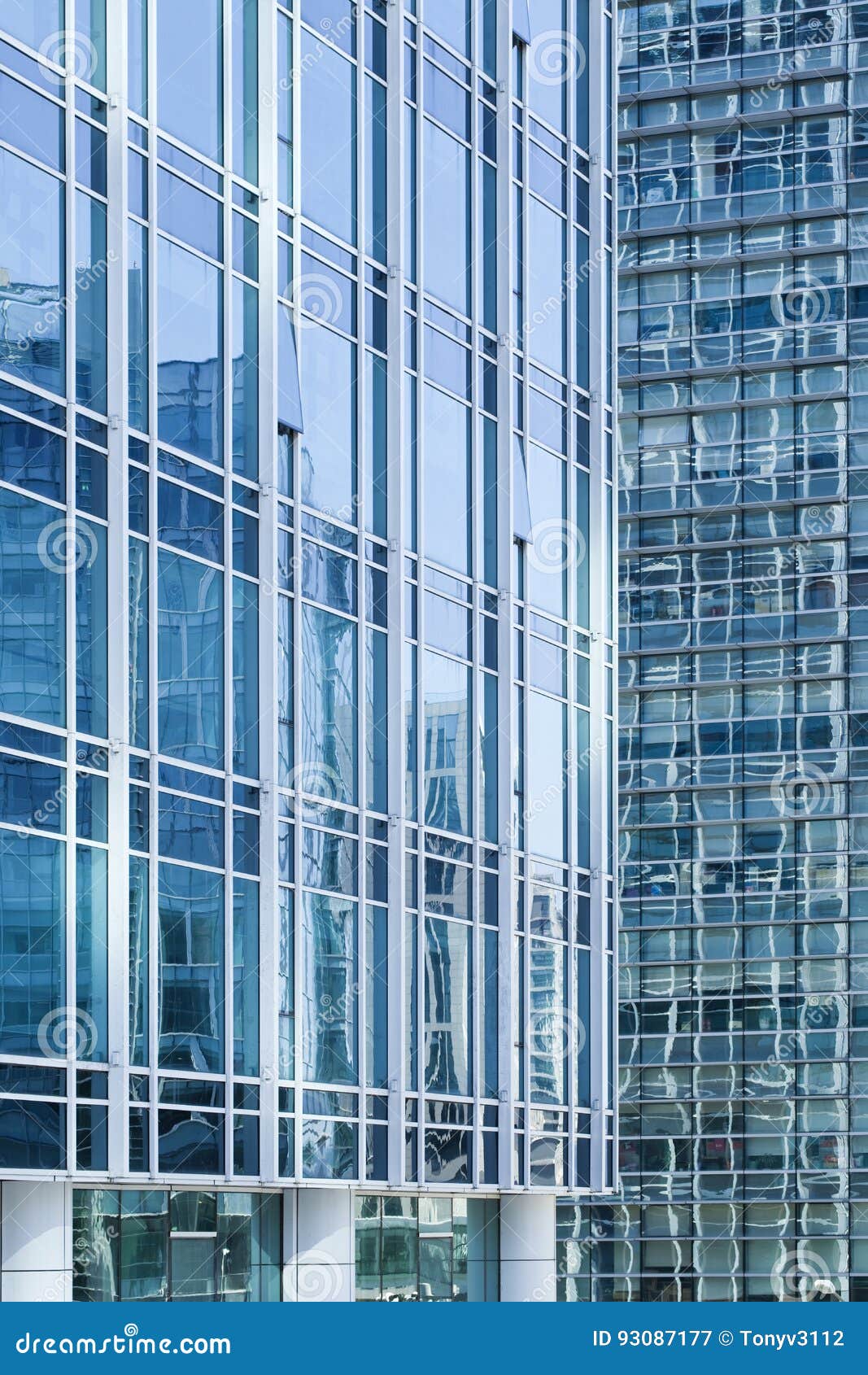 Blue Glass Surface of Modern Office Buildings Stock Image - Image of ...