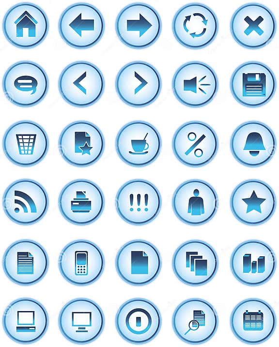 Blue Glass Web Icons, Buttons Stock Illustration - Illustration of ...