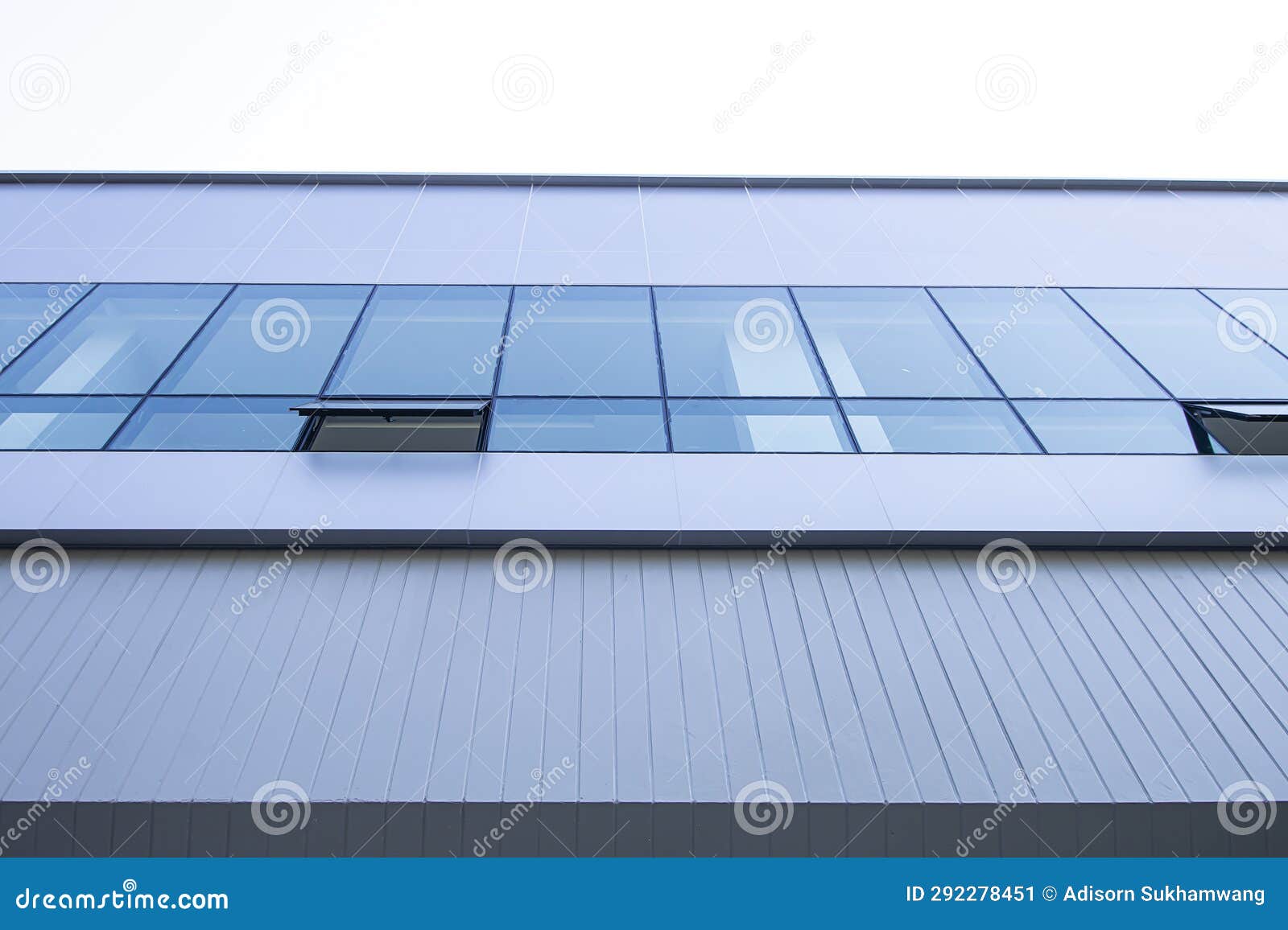 Blue Glass Windows Installed in New Buildings. Stock Image - Image of ...
