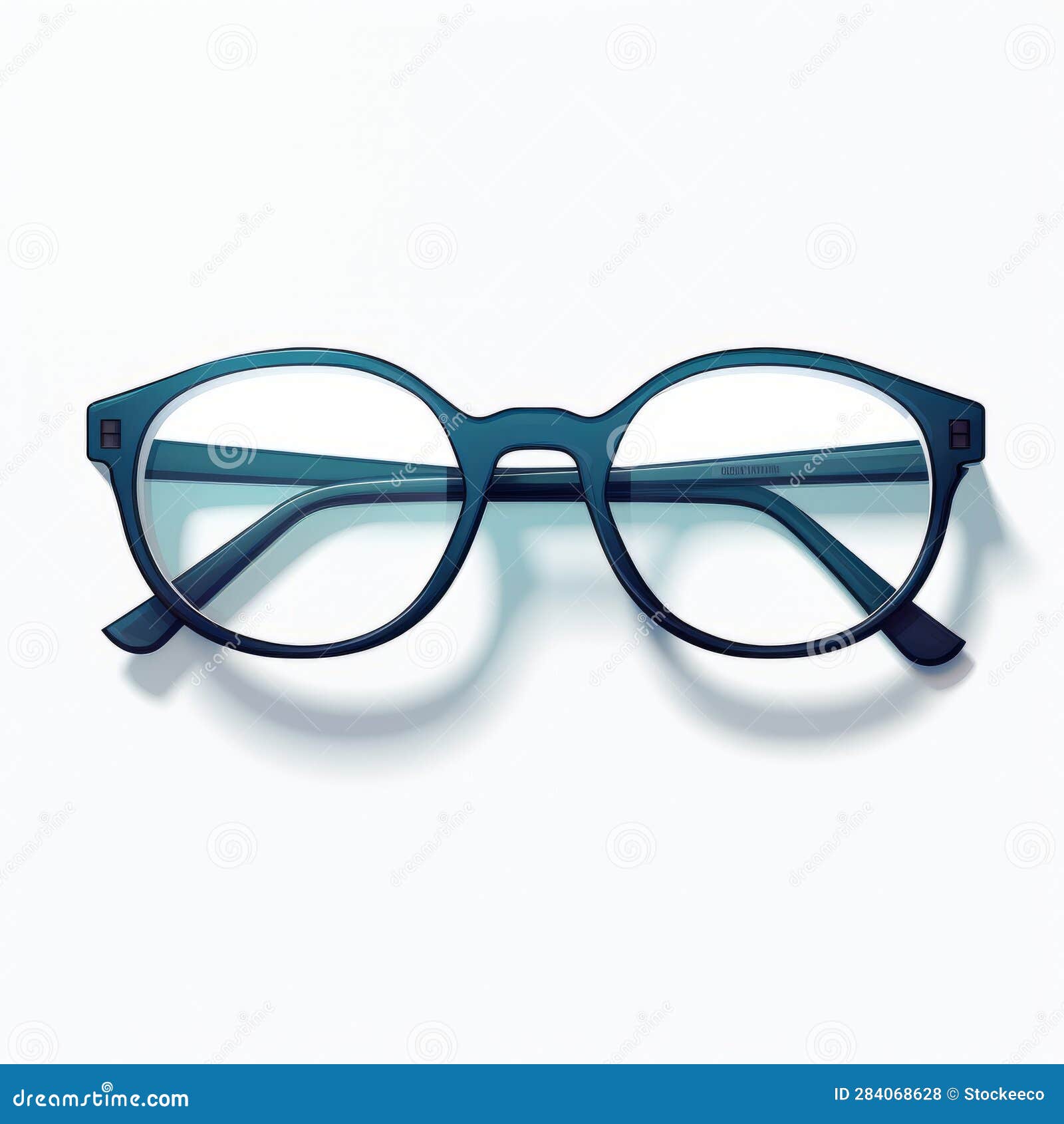 Minimalist Blue Round Spectacles Illustration on White Background Stock ...