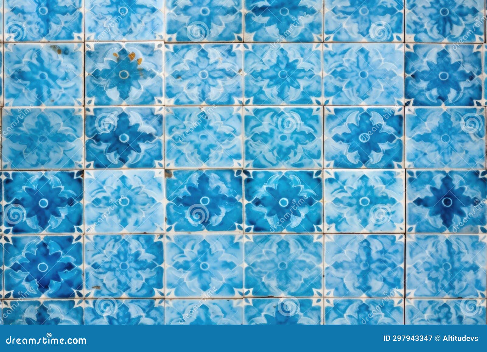 Blue Glazed Ceramic Tiles with Floral Patterns Stock Image - Image of ...