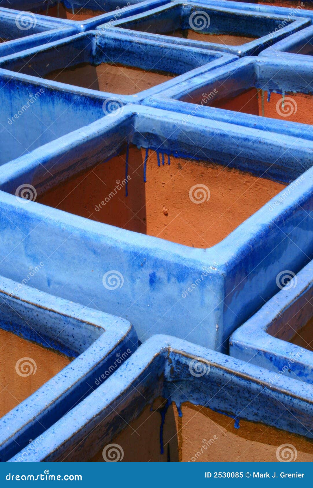 Blue Glazed Terra-cotta Pots Stock Image - Image of pottery, gardening ...