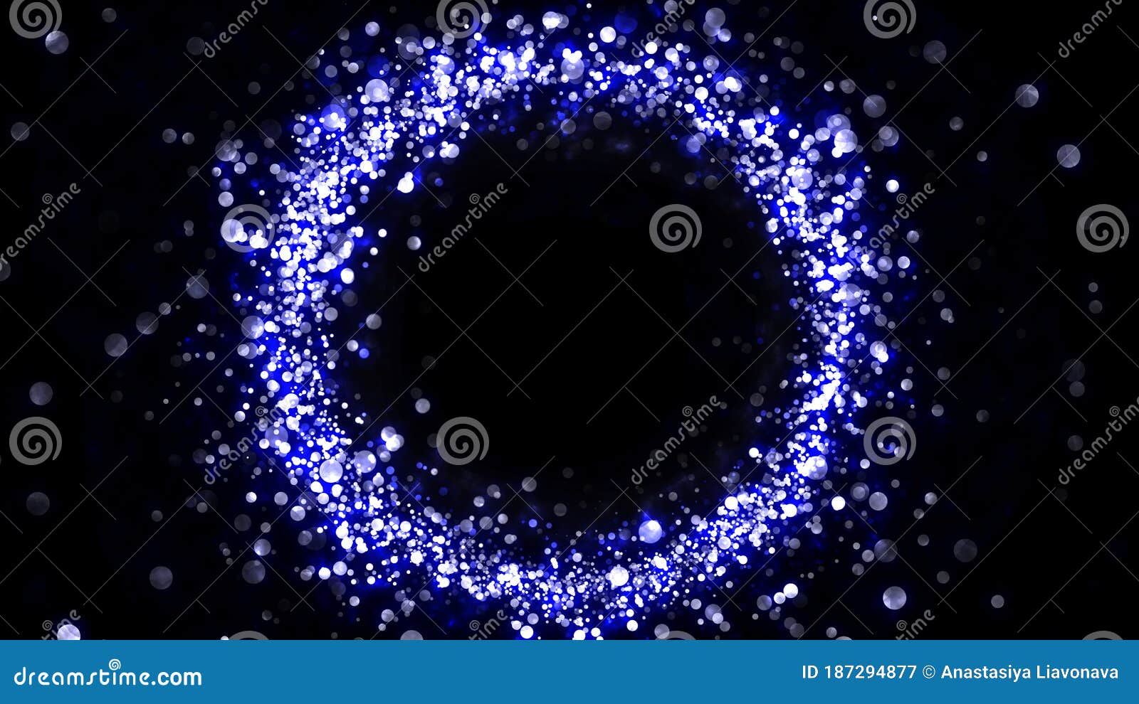 Blue Glitter Circle on a Dark Background. Stock Illustration ...