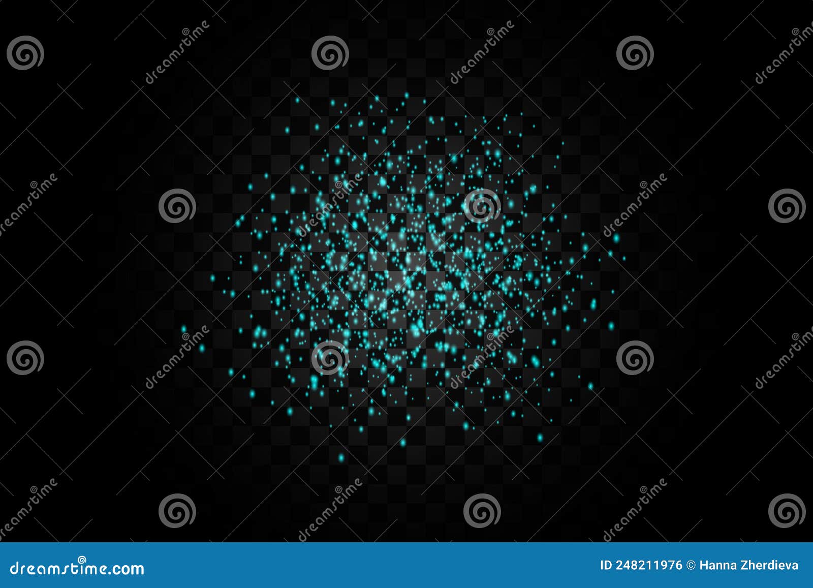 Blue Glitter Dust Particles, Bright Flashes of an Explosion on a ...