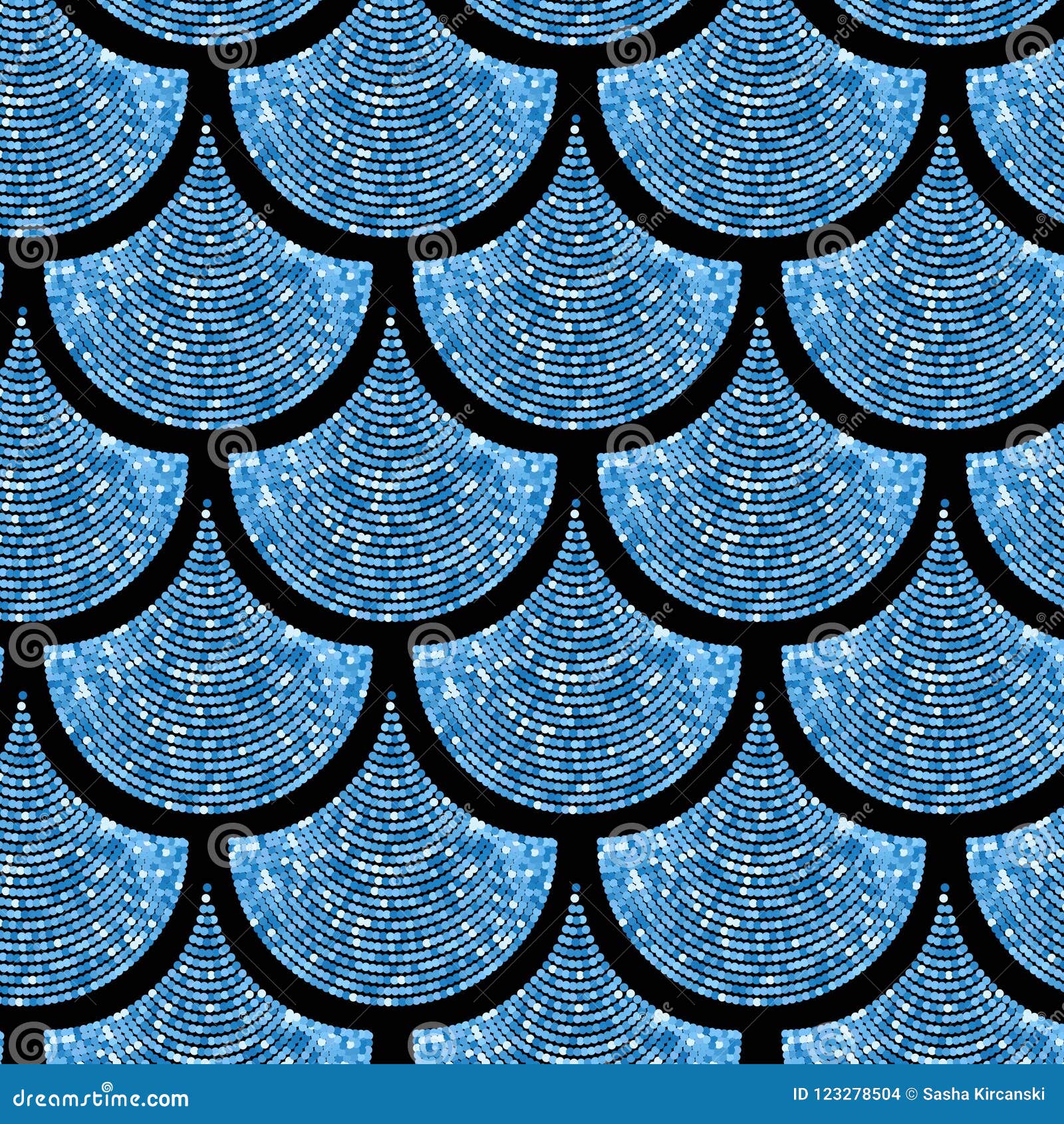 Blue Glitter Fish Scale Geometrical Vector Pattern Stock Vector ...