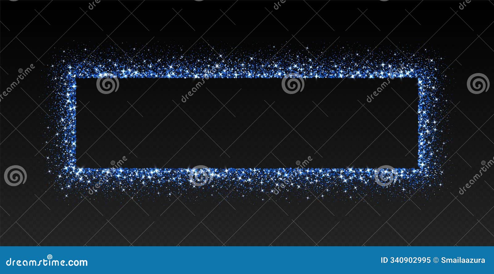 Blue Glitter Frame, Shimmering Border in Rectangular Shape, Festive ...
