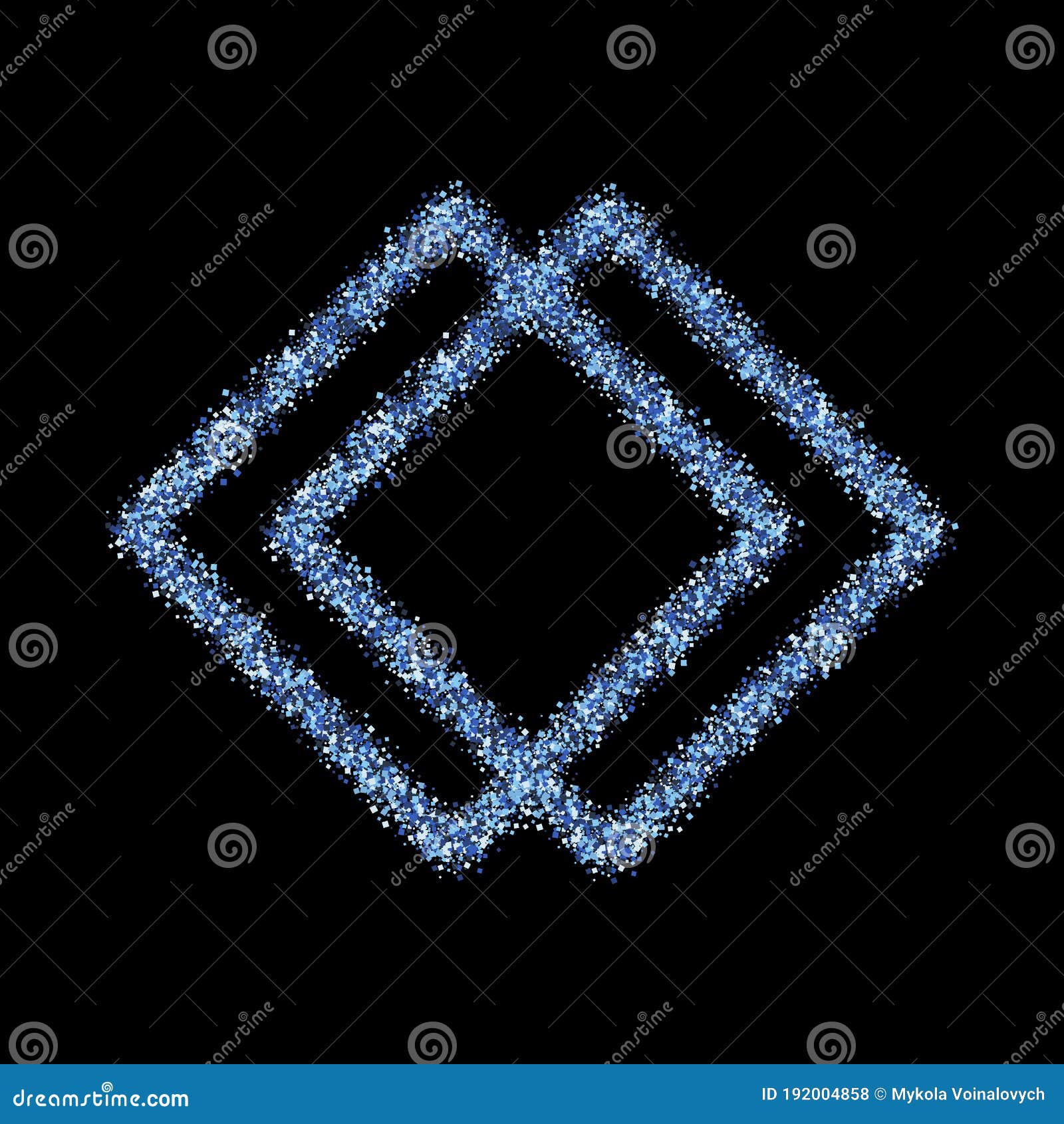 Blue Glitter Frame. Square with Rounded Corners Frame with Shiny ...