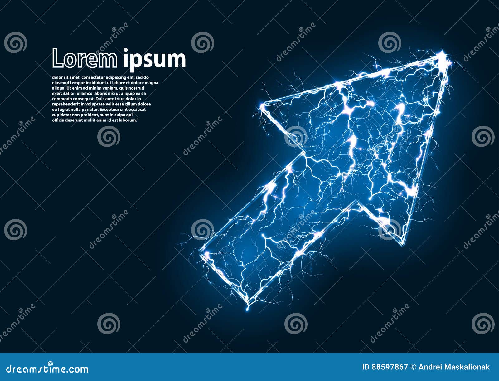 Blue Glitter Image Of A Cursor Formed By Lightnings Cartoon Vector | CartoonDealer.com #88597867