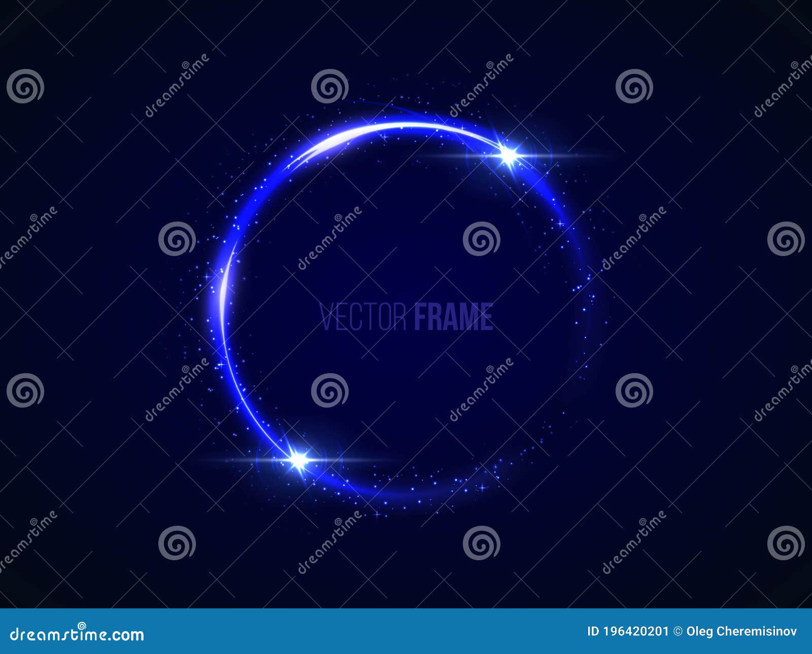 Blue Glittering Abstract Circle Frame. Shining Soft Light Round Shape ...