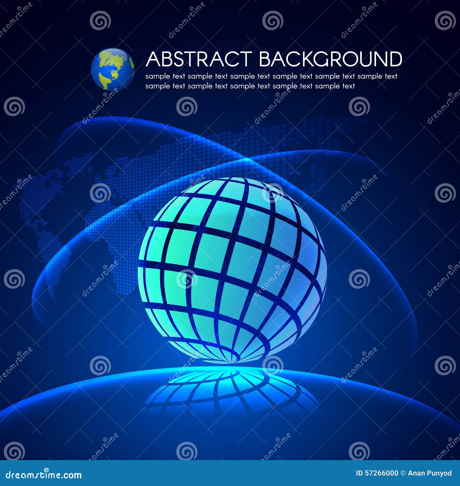 Blue Global Light and Map on Dark Blue Vector Background Stock Vector ...