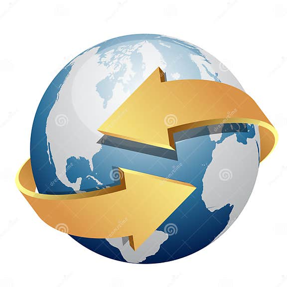 Blue globe with arrows stock vector. Illustration of ball - 19208008
