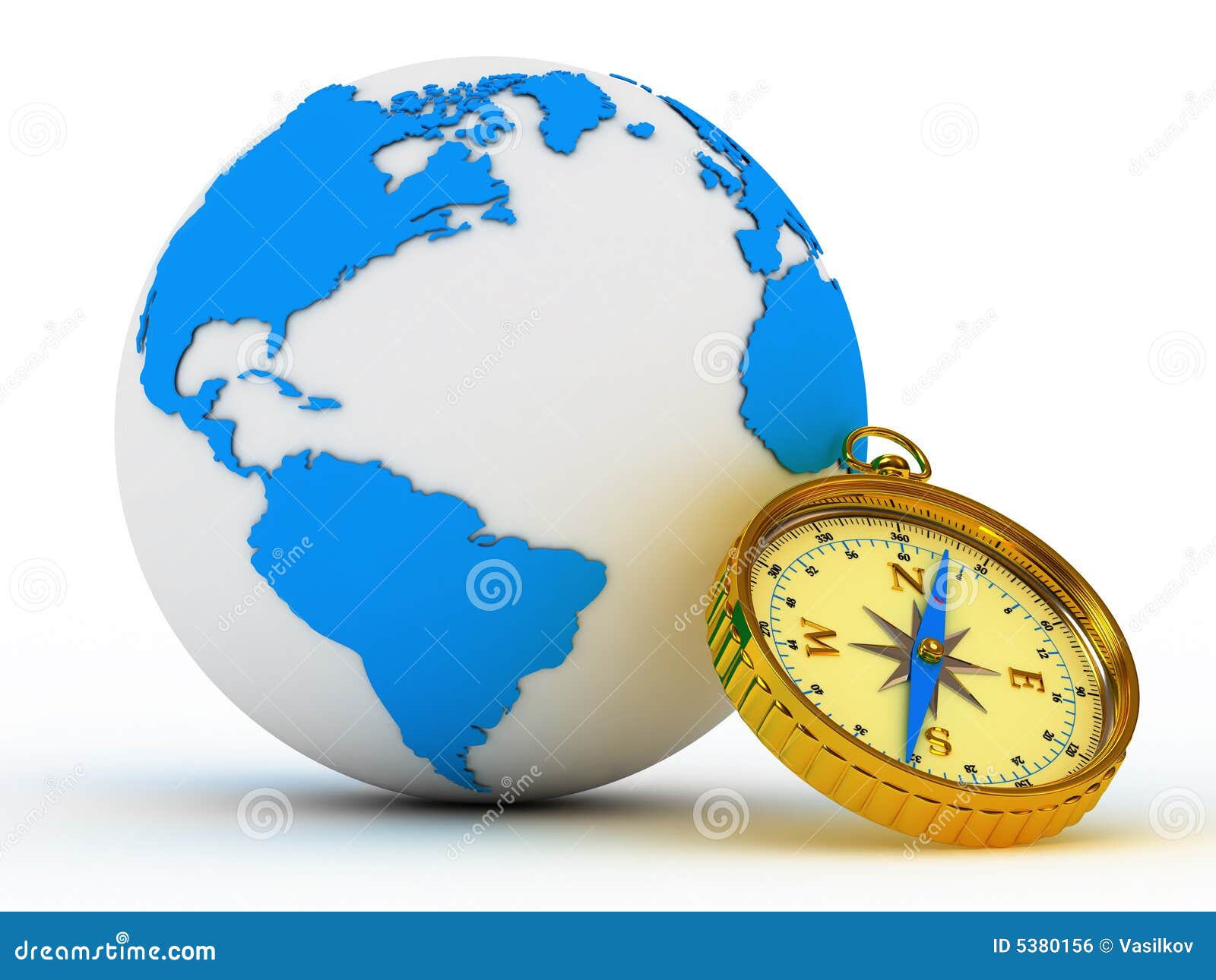 Blue globe and compass stock illustration. Illustration of dimensional ...
