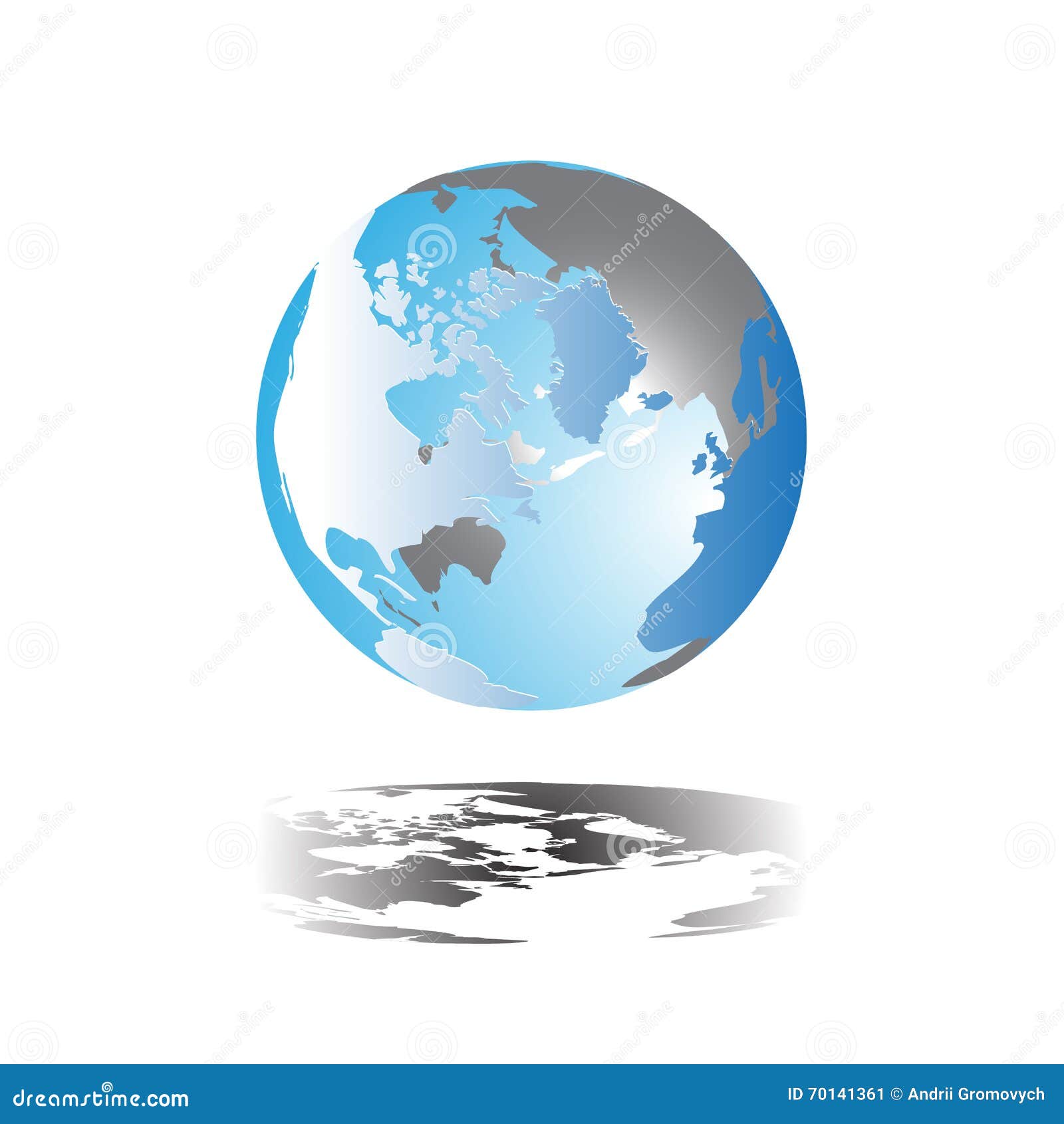 Blue Globe with the Continents in the Air. the Shadow of the Flo Stock ...