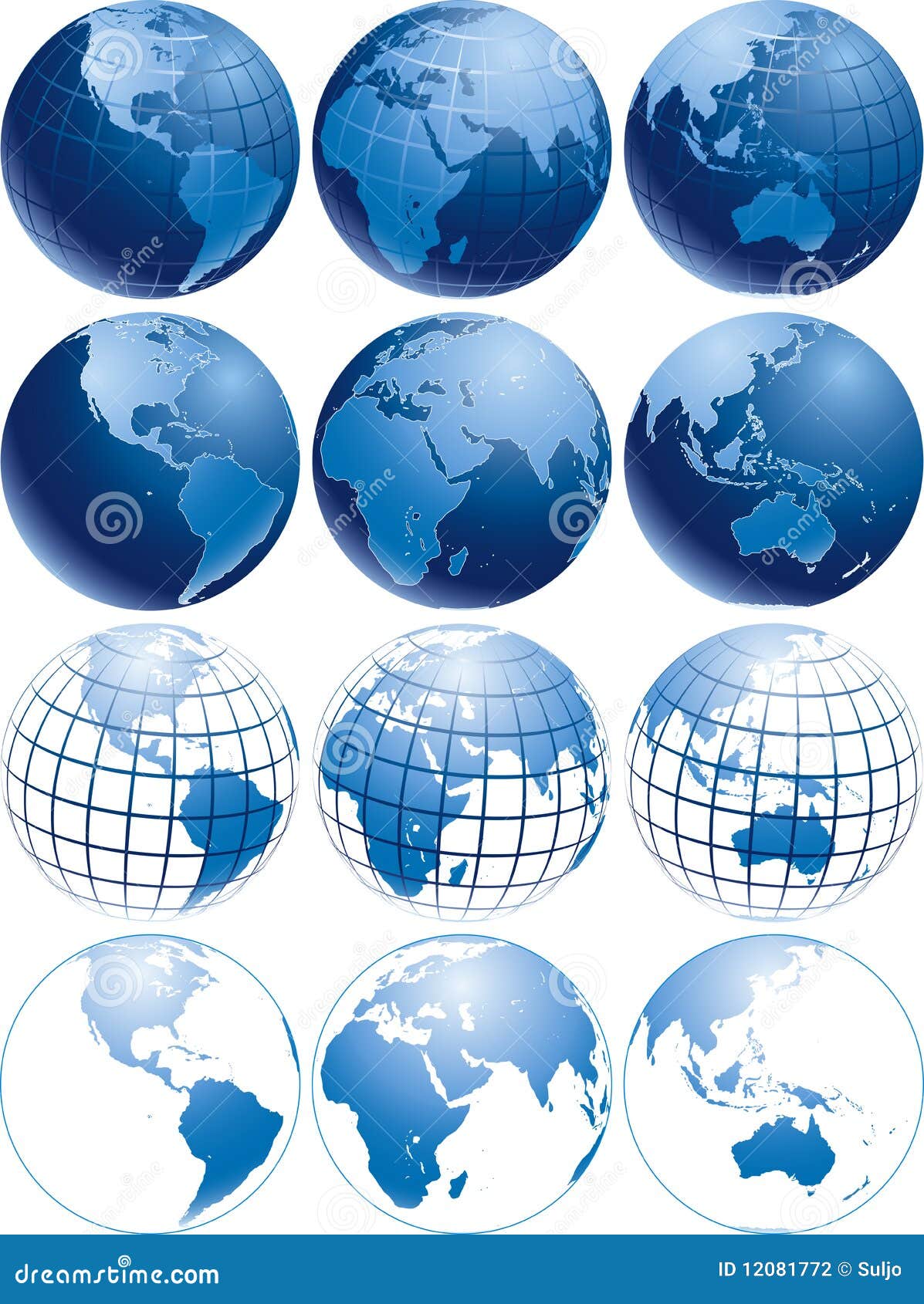 Blue globes stock vector. Illustration of blue, round - 12081772