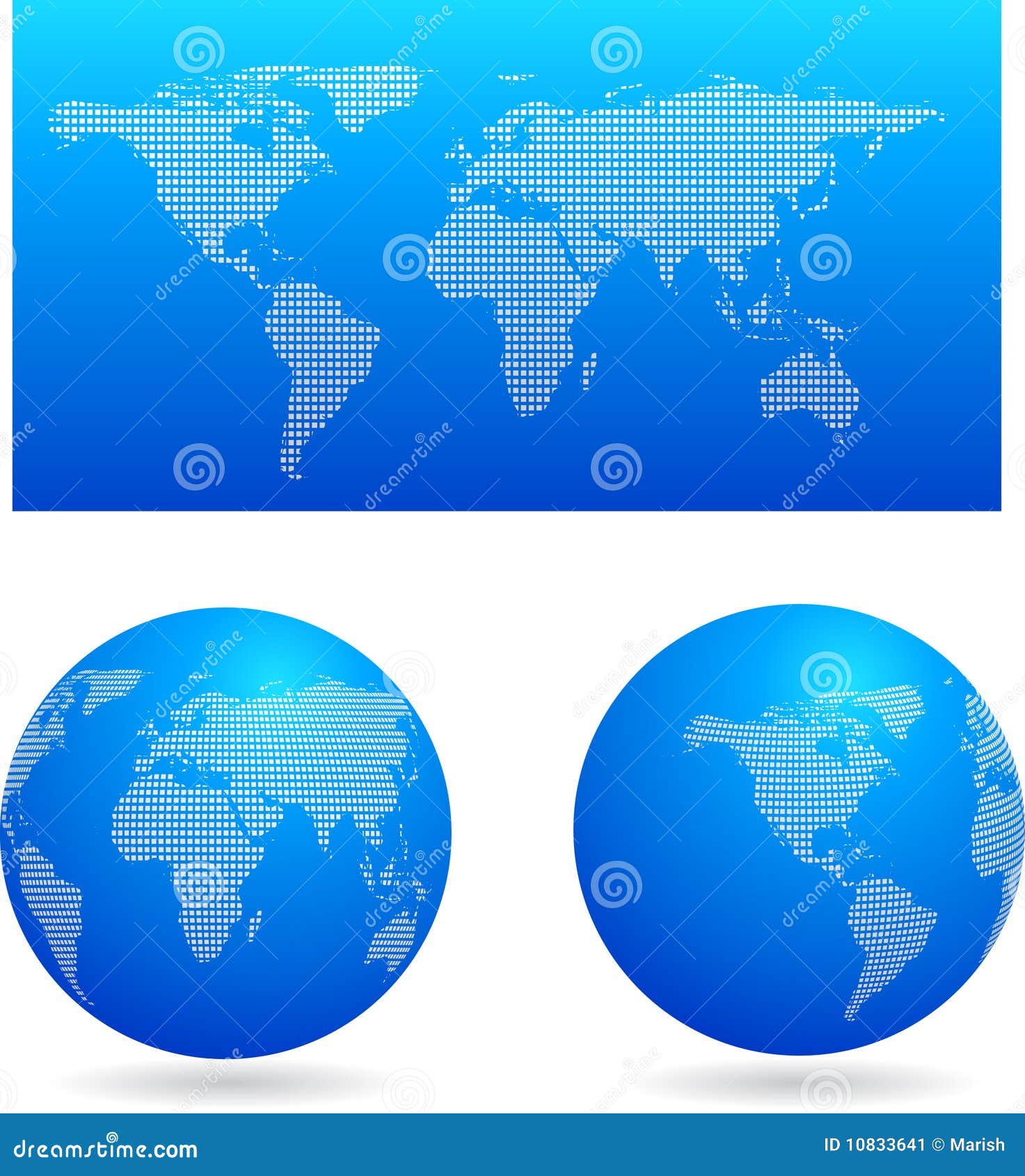 Blue Globes and a Map of the World Stock Vector - Illustration of ...