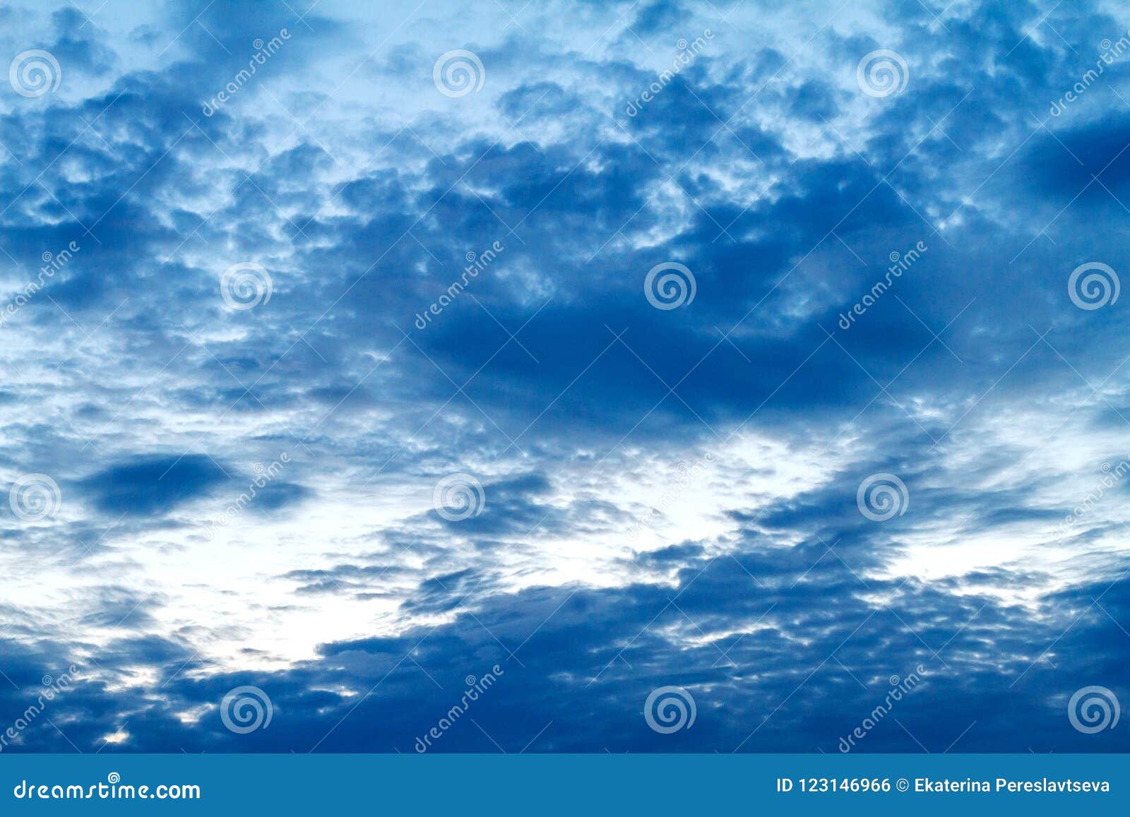 Blue Gloomy Sky with Clouds Beautiful Background Stock Photo - Image of ...