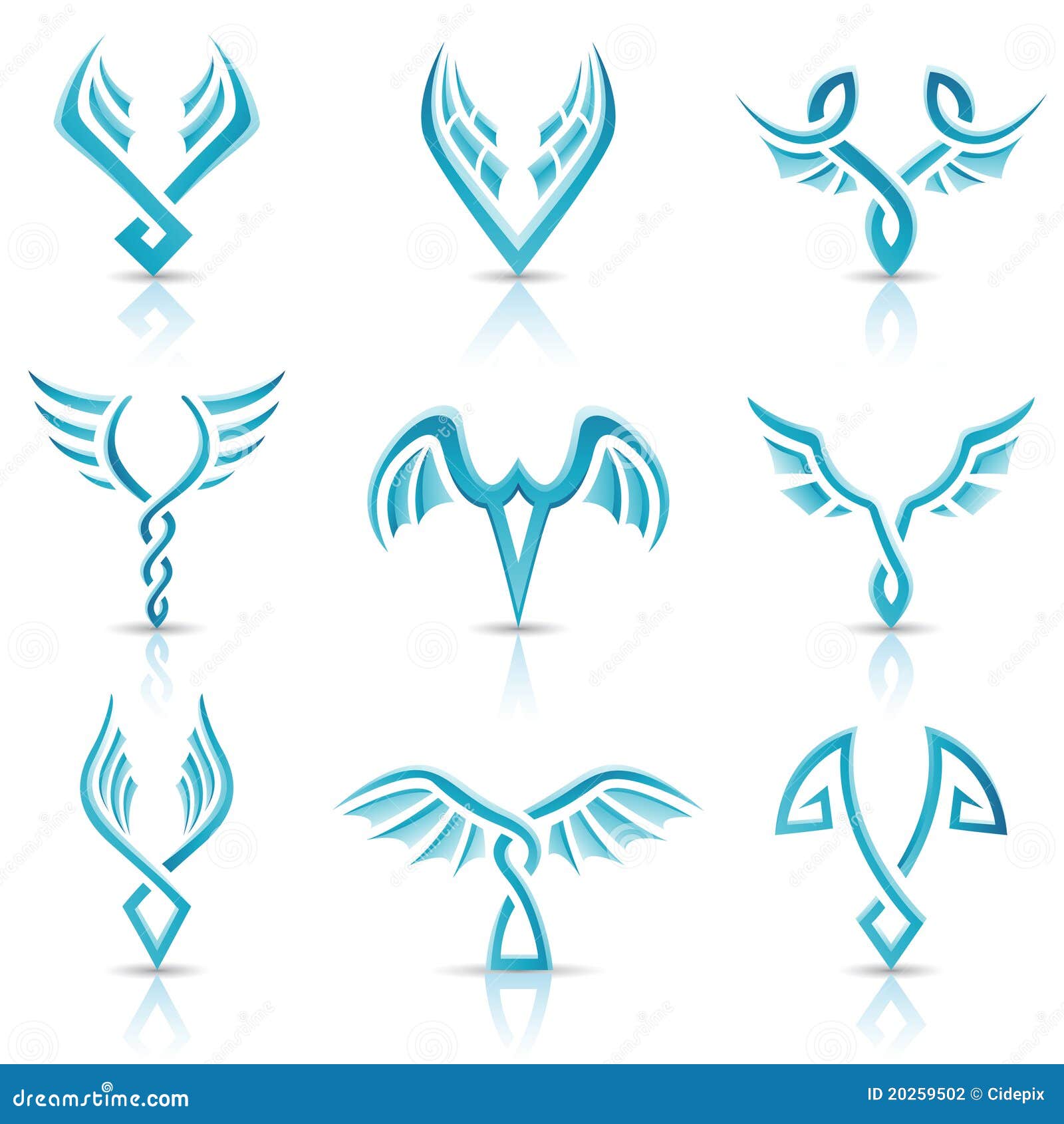 Blue glossy abstract wings stock vector. Illustration of metallic ...