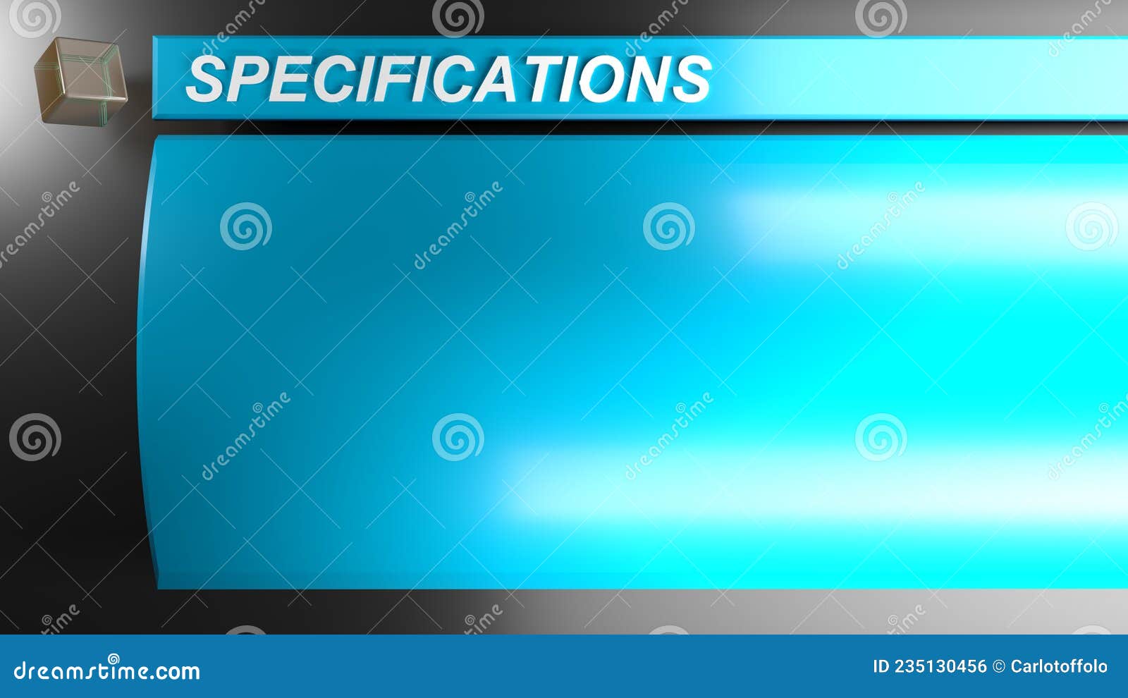 Blue Glossy Background for SPECIFICATIONS PAGE - 3D Rendering ...