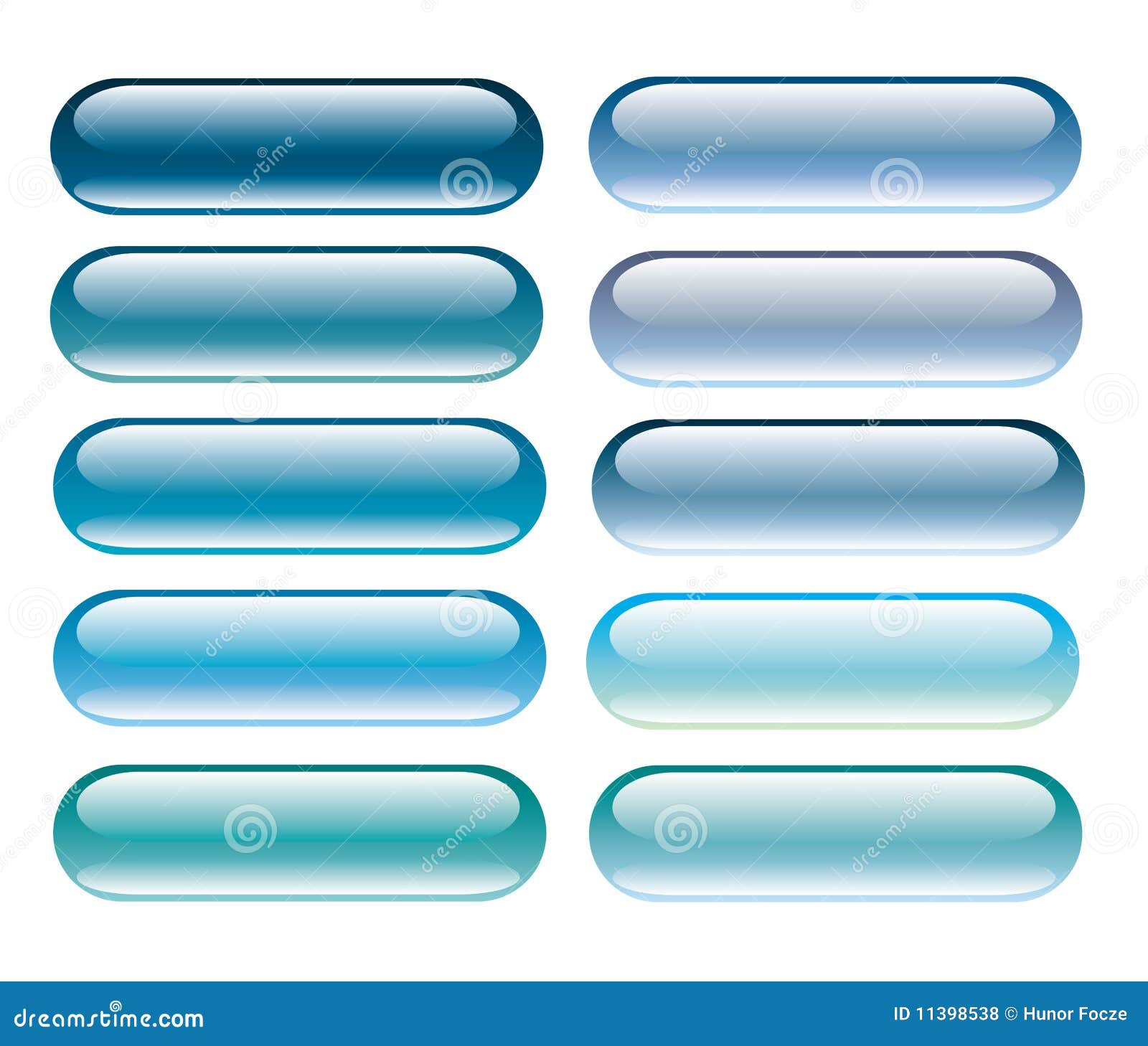 Blue Glossy Button Set with Reflection Stock Illustration ...