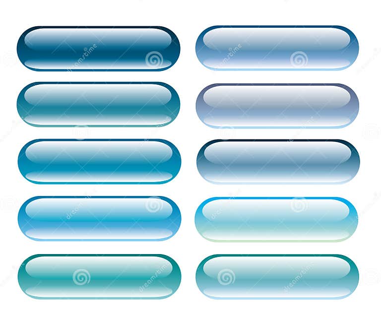 Blue Glossy Button Set with Reflection Stock Illustration ...