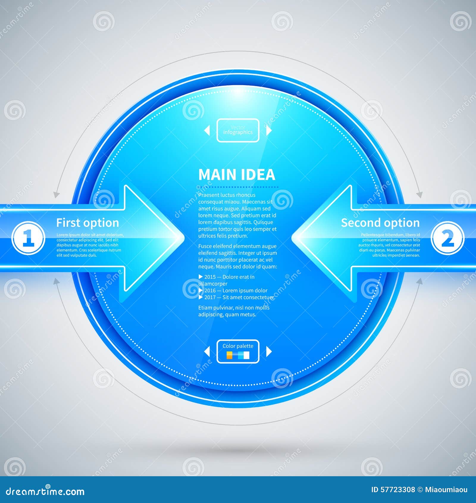 Blue Glossy Circle with Two Arrows Pointing To it. Useful for ...