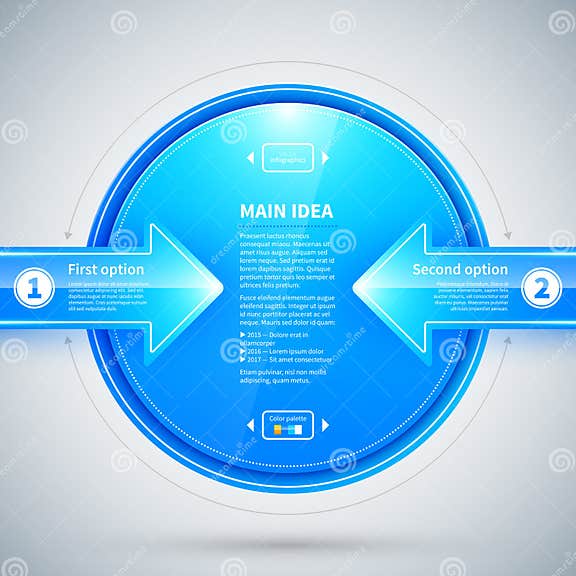 Blue Glossy Circle with Two Arrows Pointing To it. Useful for ...