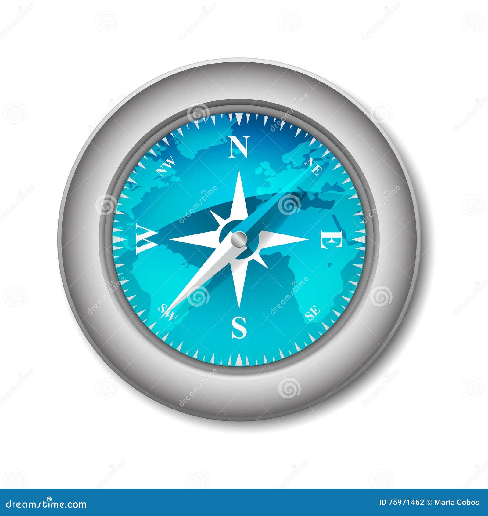 Blue Glossy Compass stock vector. Illustration of blue - 75971462
