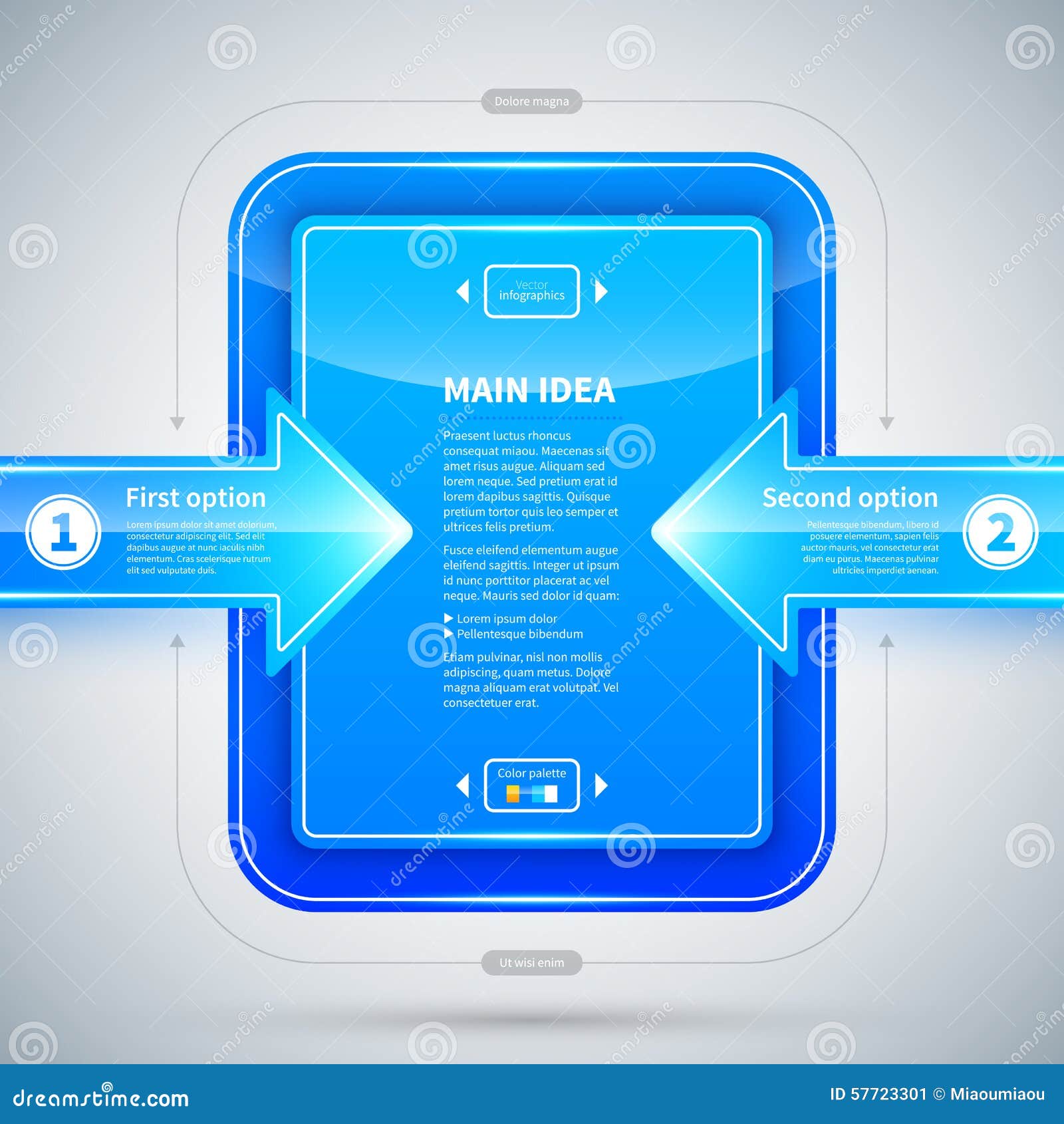 Blue Glossy Rectangle with Two Arrows Pointing To it. Useful for ...