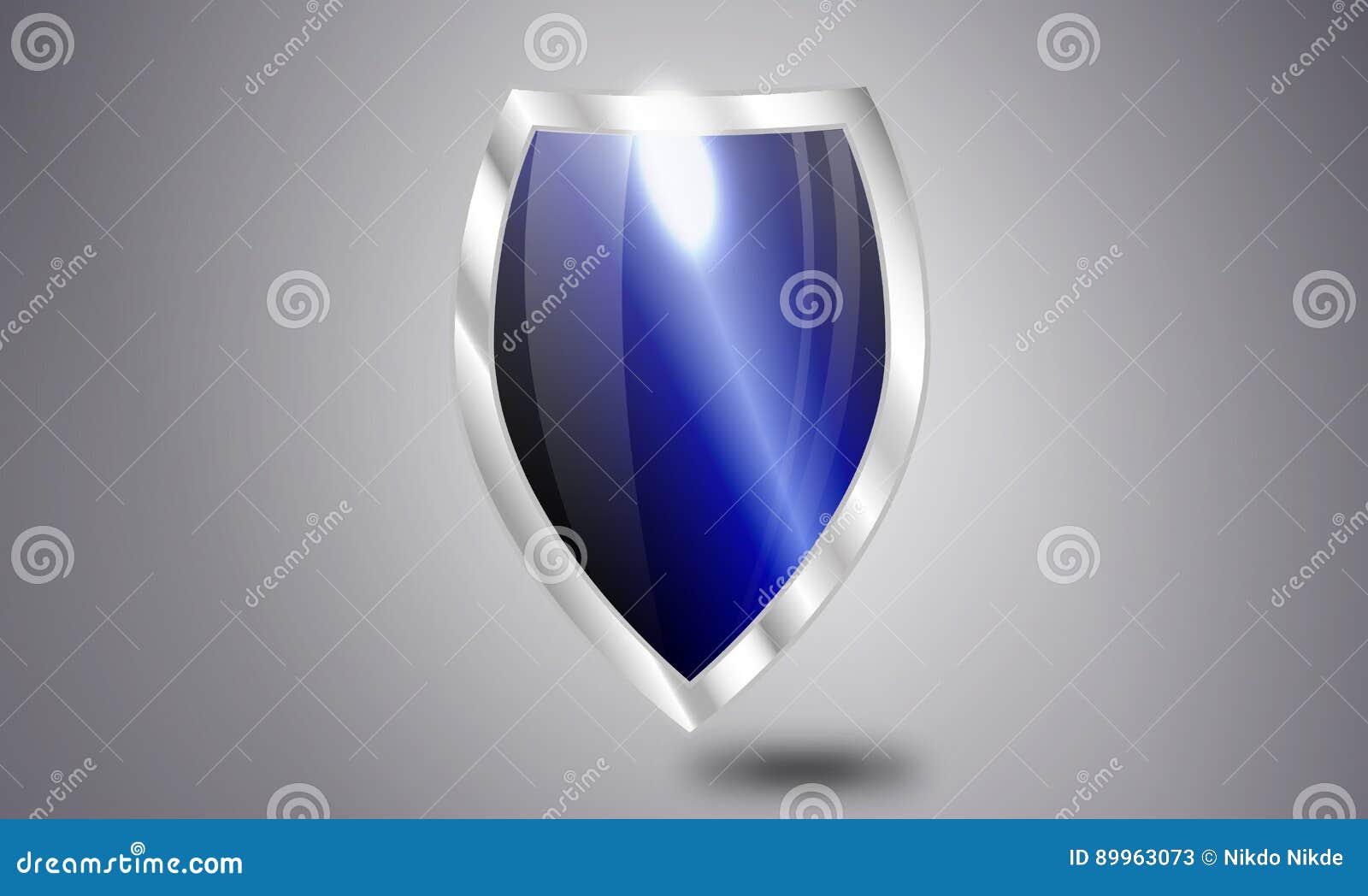 Blue Glossy Shield in Metalic Frame. Stock Illustration - Illustration ...